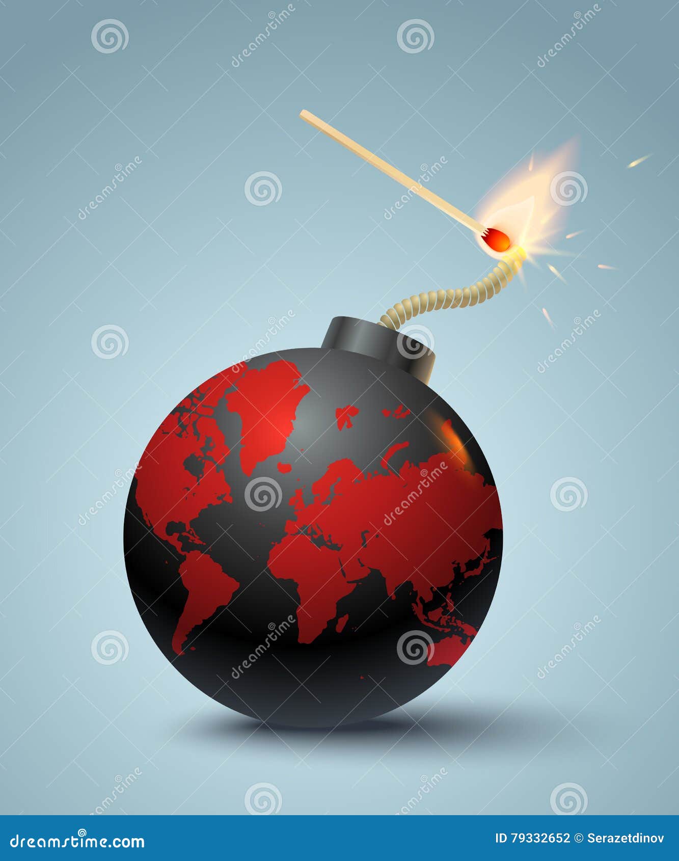 Bomb with World map stock vector. Illustration of destruction - 79332652