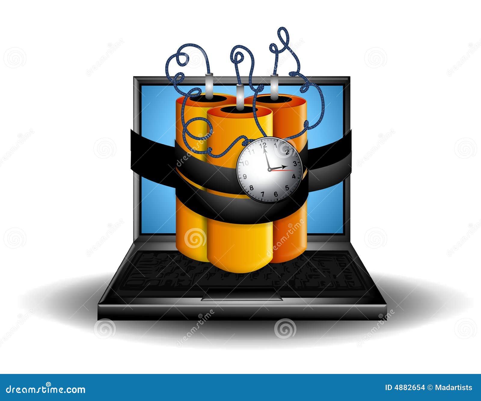 Bomba De Tempo Do Portátil Do Computador Ilustração Stock - Ilustração ...