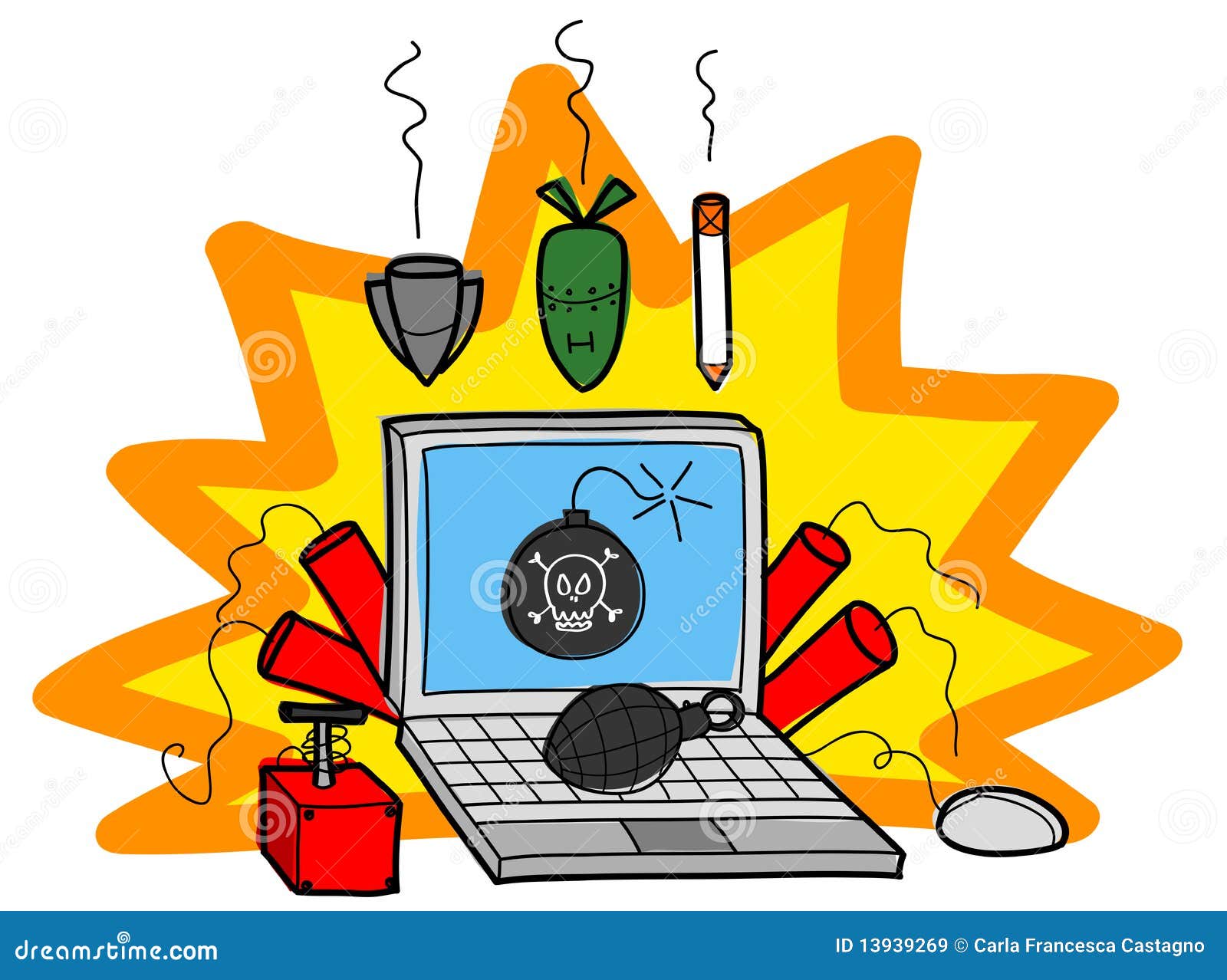 Bombas en el ordenador ilustración del vector. Ilustración de ...