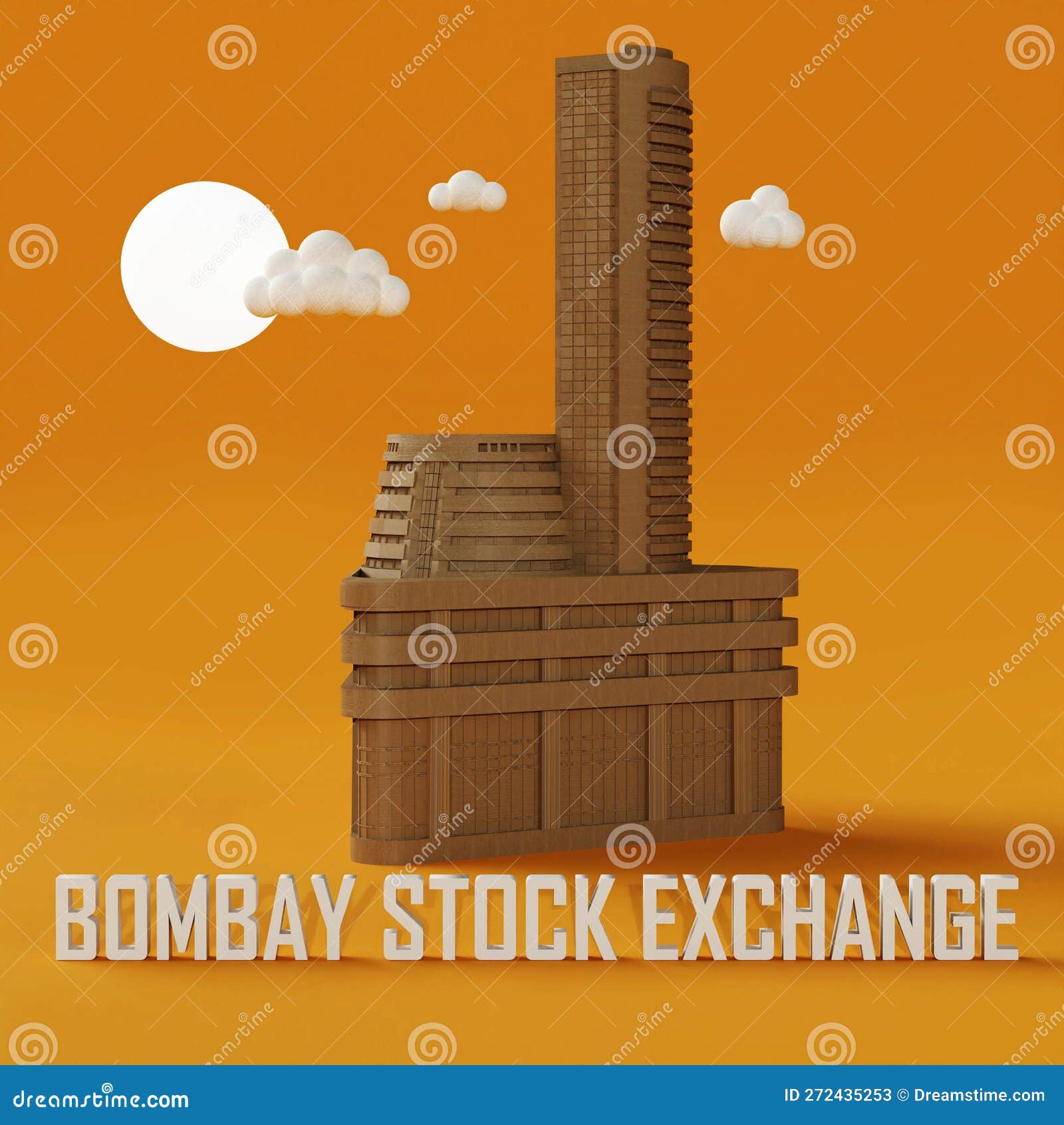 Bombay Stock Exchange Building 3d Render in Yellow Background Stock ...