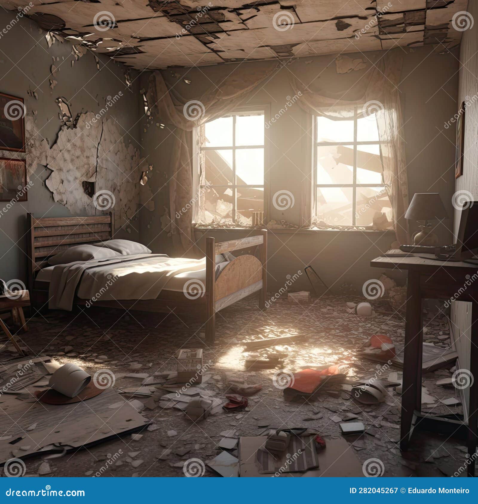 A Bombed-out Hospital with Broken Windows and Collapsed Walls Stock ...