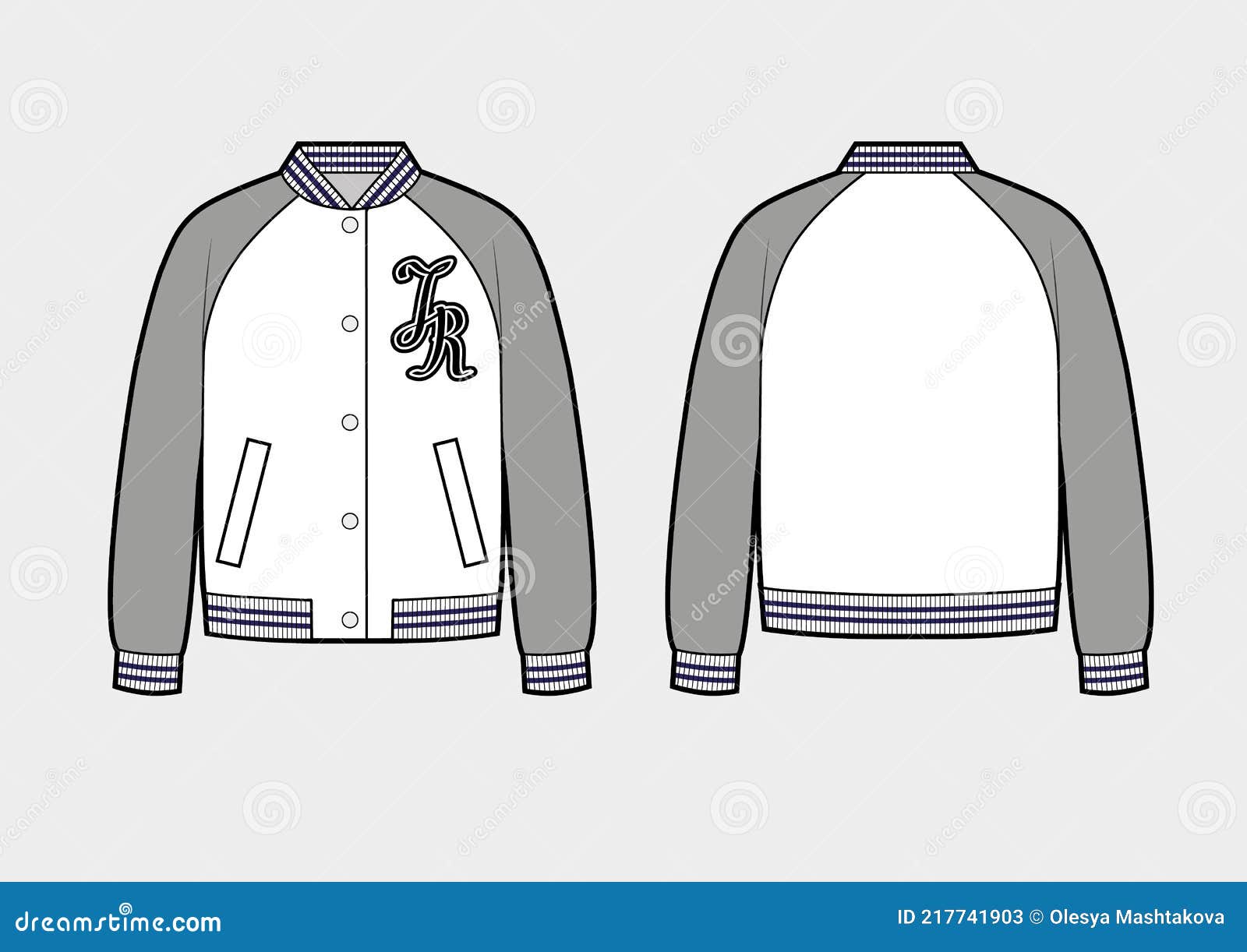 Bomber or College Jacket with Raglan Sleeves Stock Vector ...