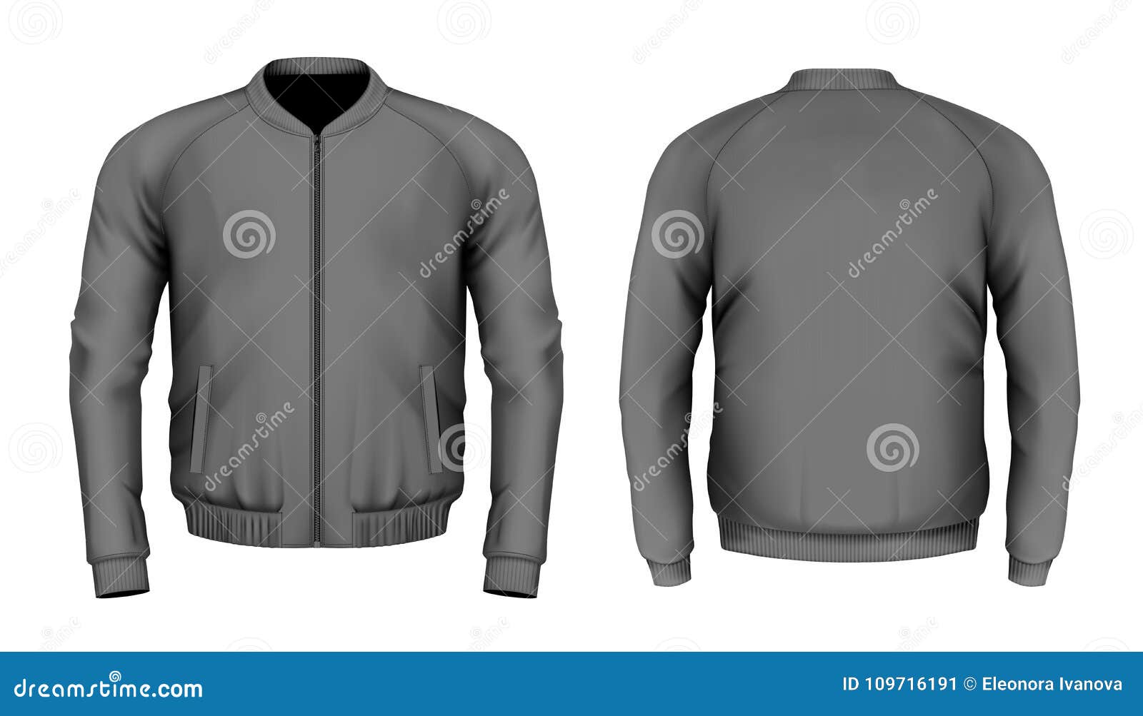 Red Bomber Jacket Front And Back View, Vector Mockup Illustration ...
