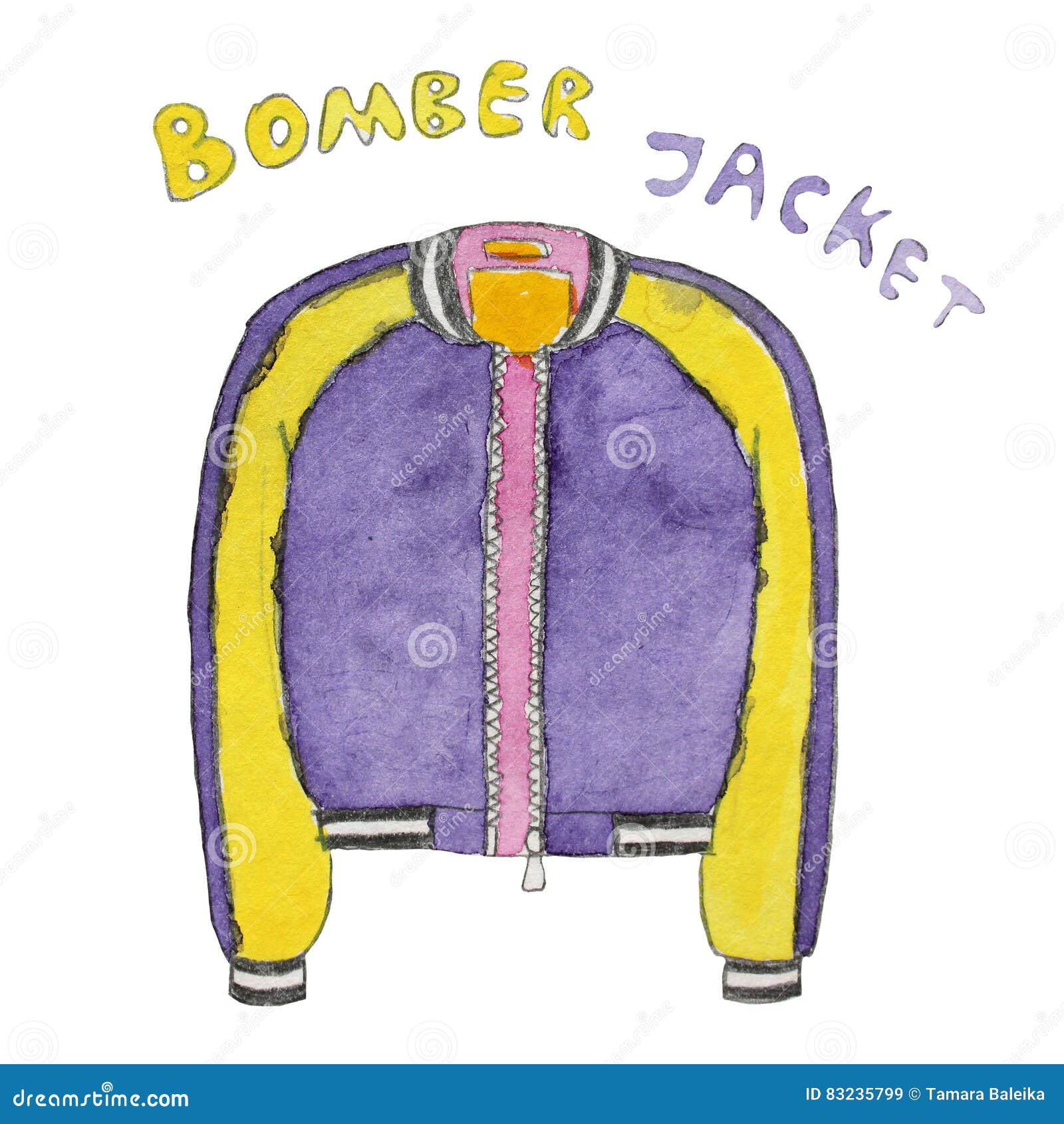 Bomber Jacket. Hand Drawn Watercolor Illustration Stock Illustration ...