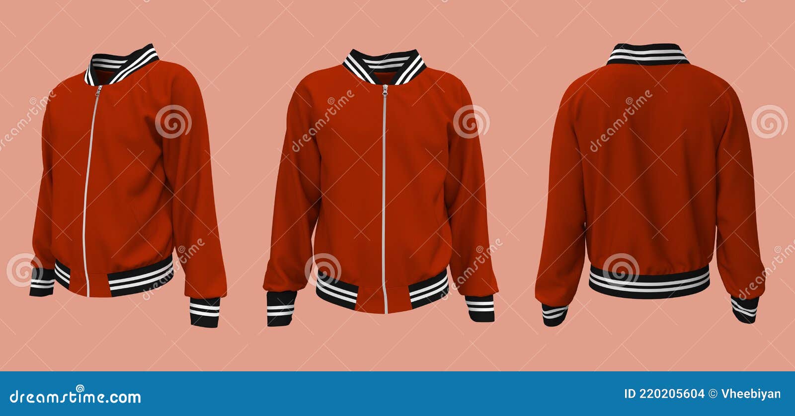 Bomber Jacket Mockup, Design Presentation for Print Stock Illustration ...