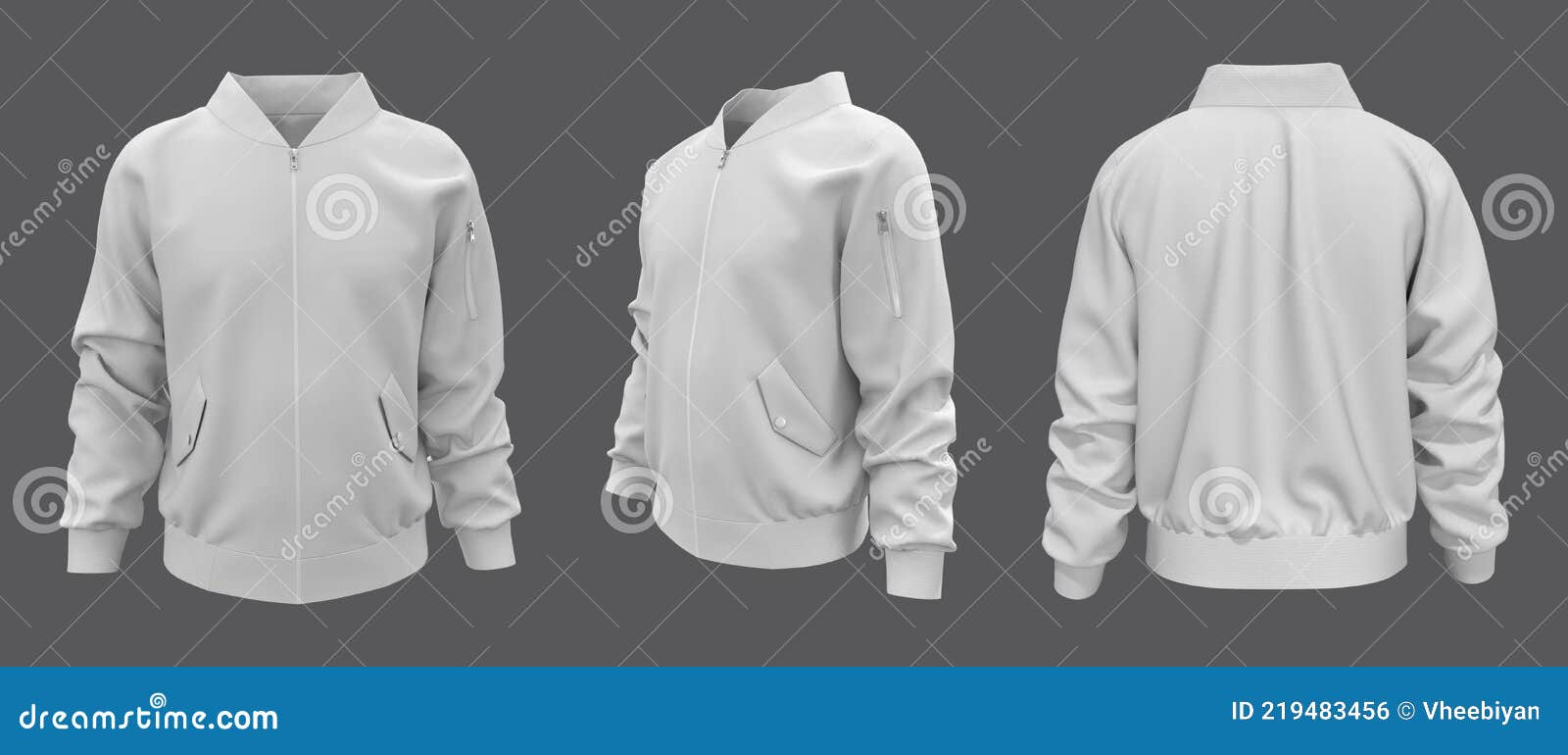 Bomber Jacket Mockup, Design Presentation for Print Stock Illustration ...