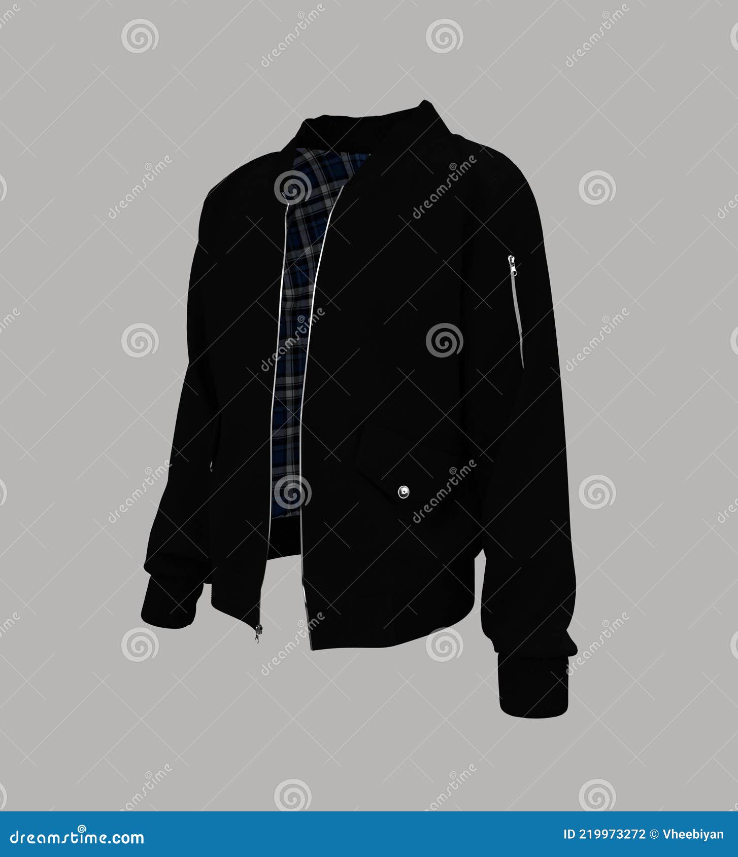 Bomber Jacket Mockup in Side View Stock Illustration - Illustration of ...