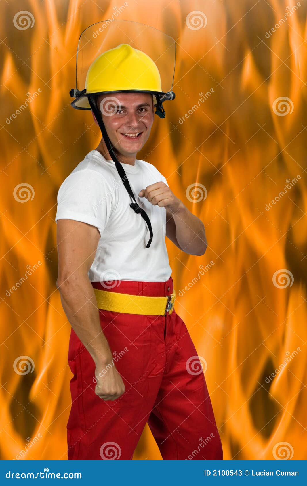 Bombero imagen de archivo. Imagen de sonrisa, llama, casco - 2100543