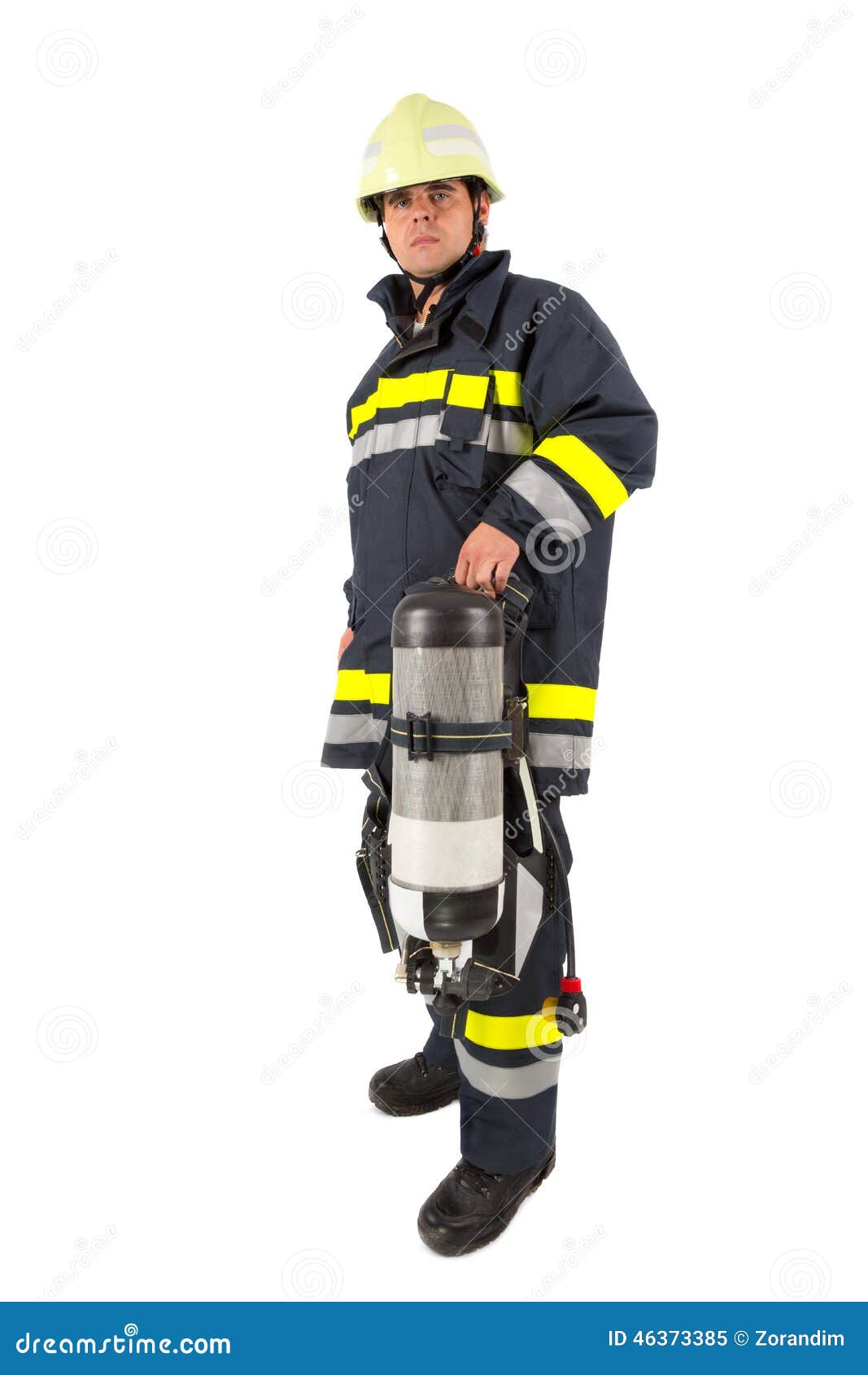 Bombero En El Uniforme Aislado Imagen de archivo - Imagen de capa ...