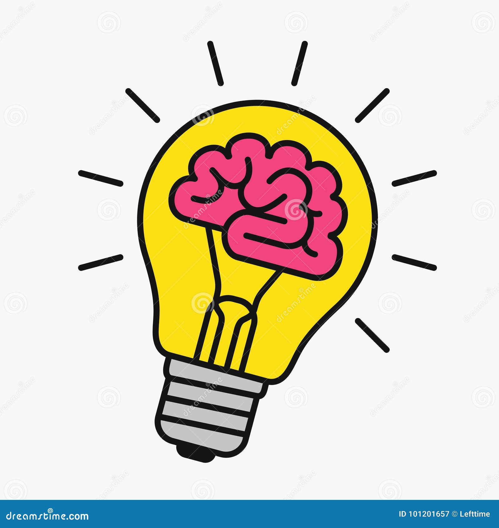 Bombilla Con Un Cerebro Dentro Ilustración del Vector - Ilustración de ...