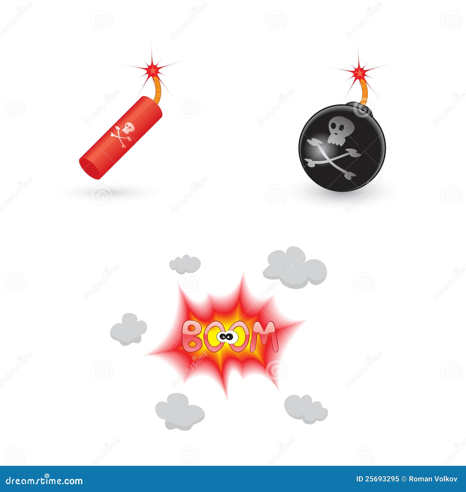 Bombs and explosion icons stock vector. Illustration of bone - 25693295