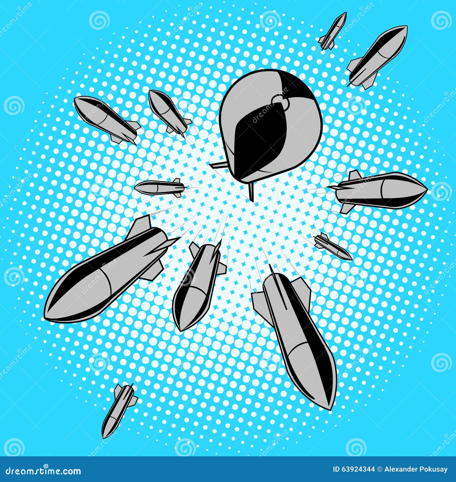Bombs Falling from Sky Pop Art Vector Stock Vector - Illustration of ...