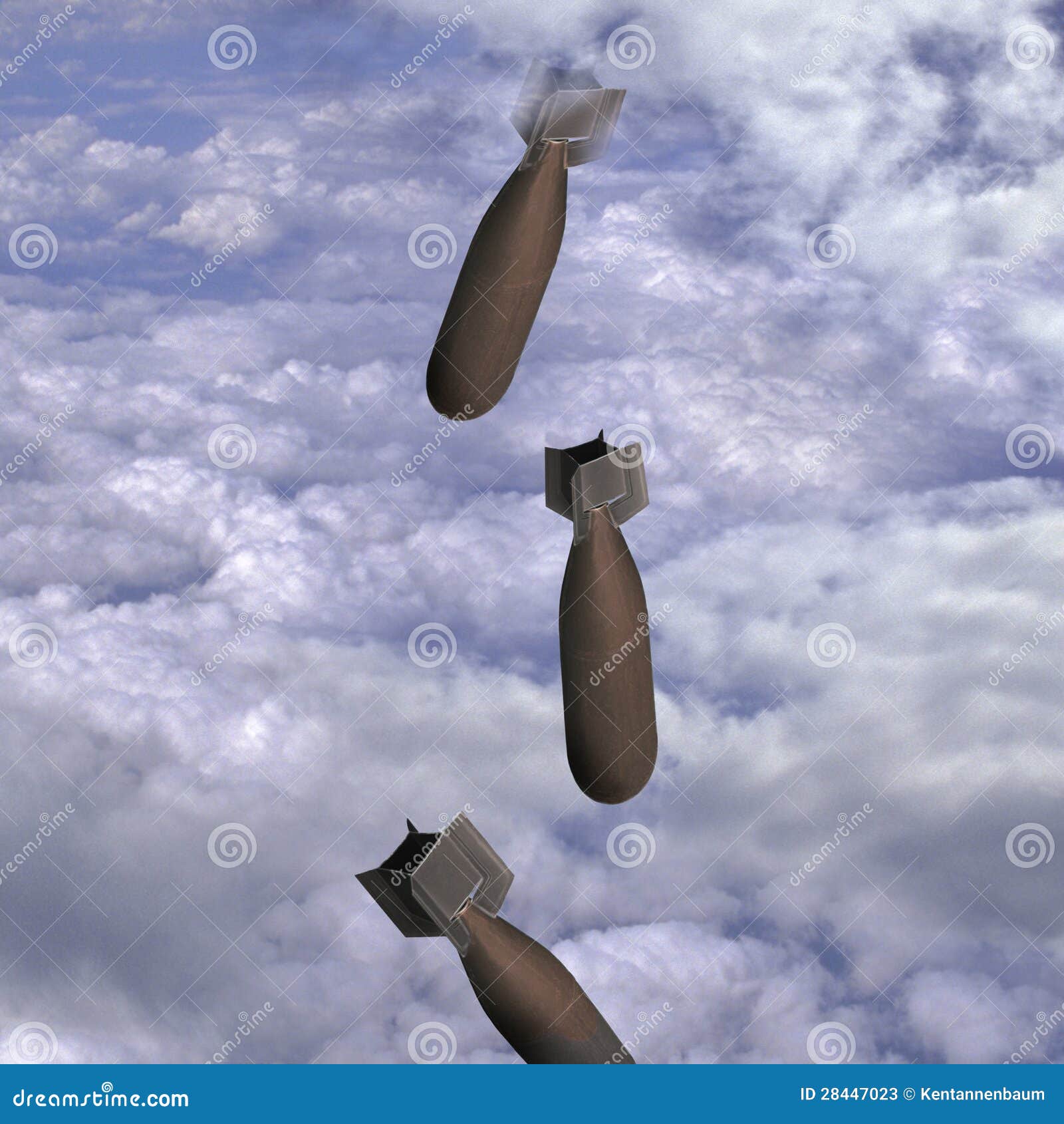 Bombs Fallings through Clouds Stock Image - Image of danger, weapons ...