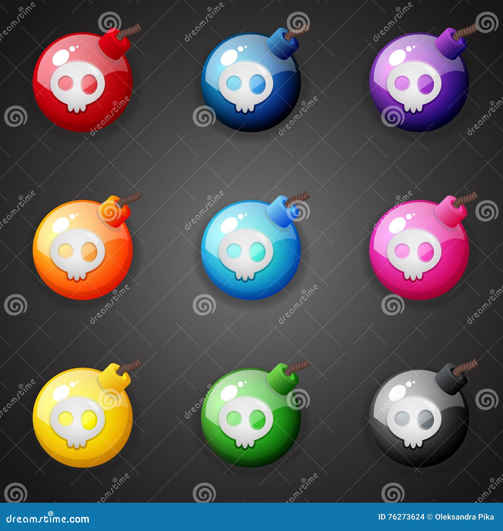 Bombs for Match Three Game stock vector. Illustration of green - 76273624