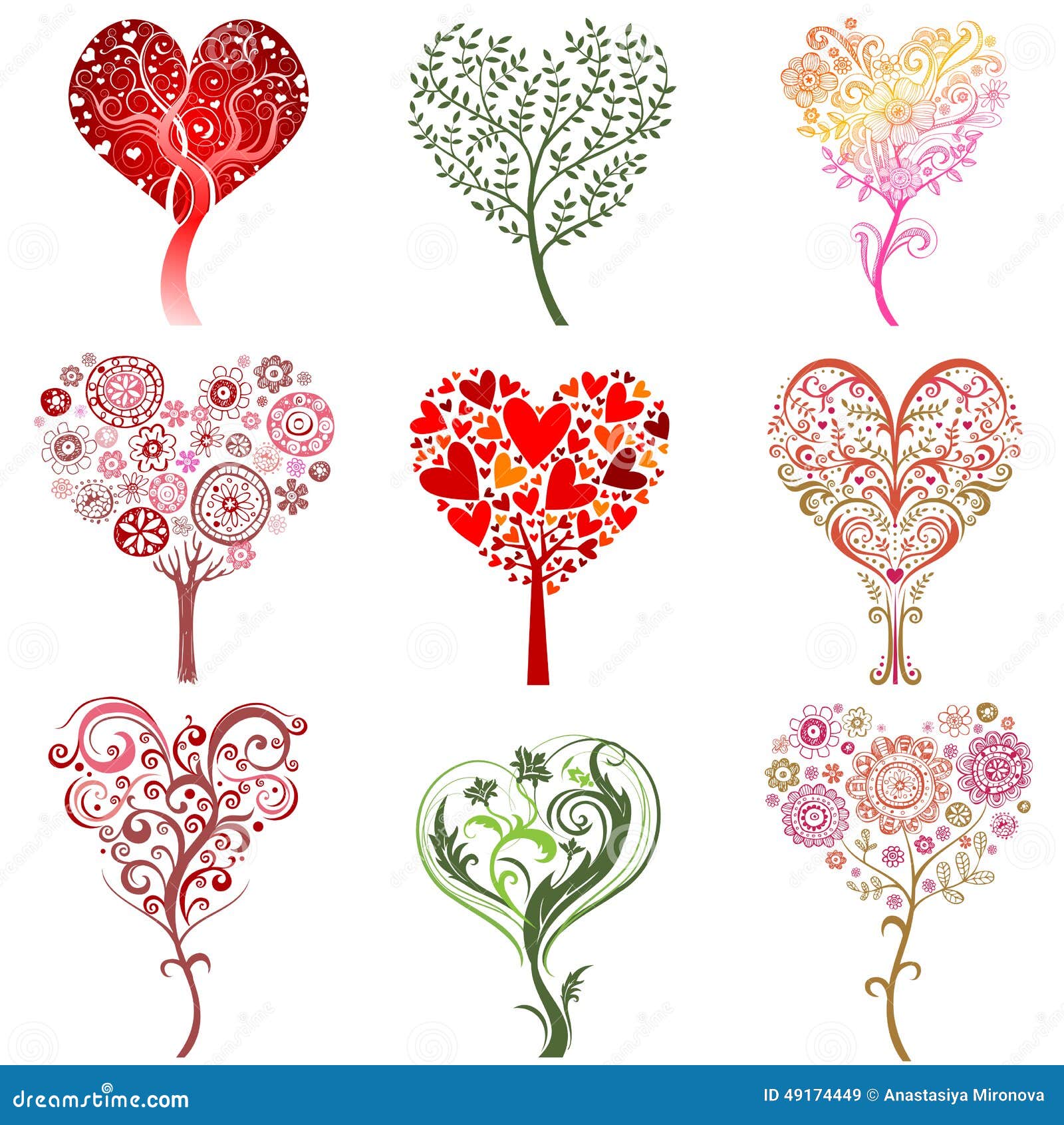 Bomen in de vorm van hart vector illustratie. Illustration of etnisch ...