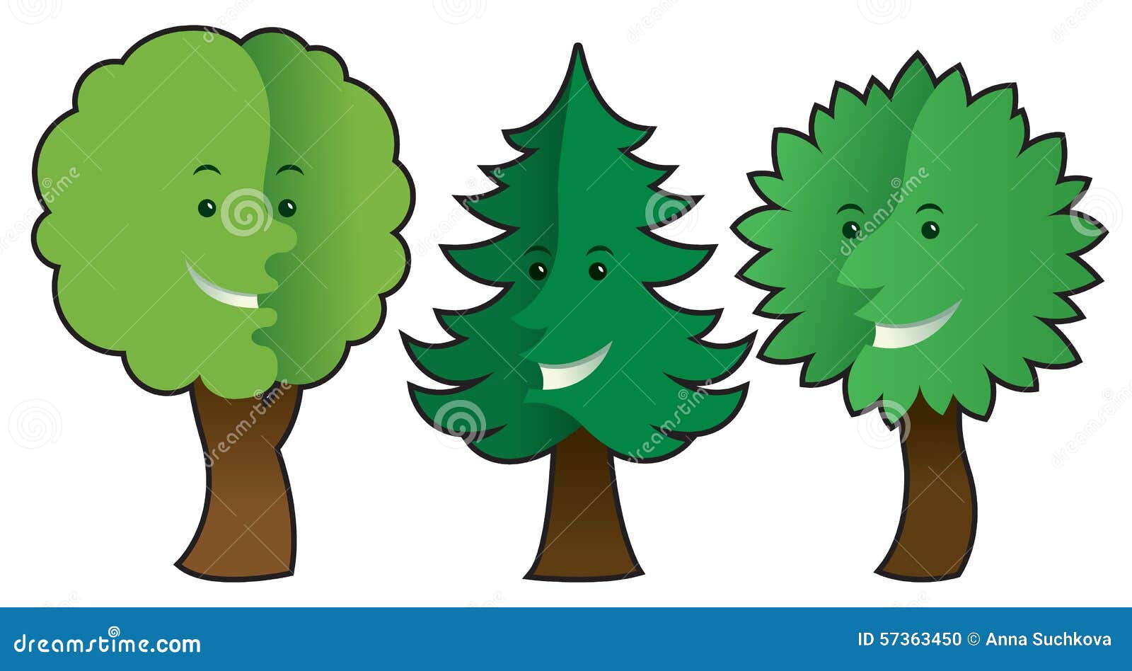 Bomen met emoties vector illustratie. Illustration of glimlach - 57363450