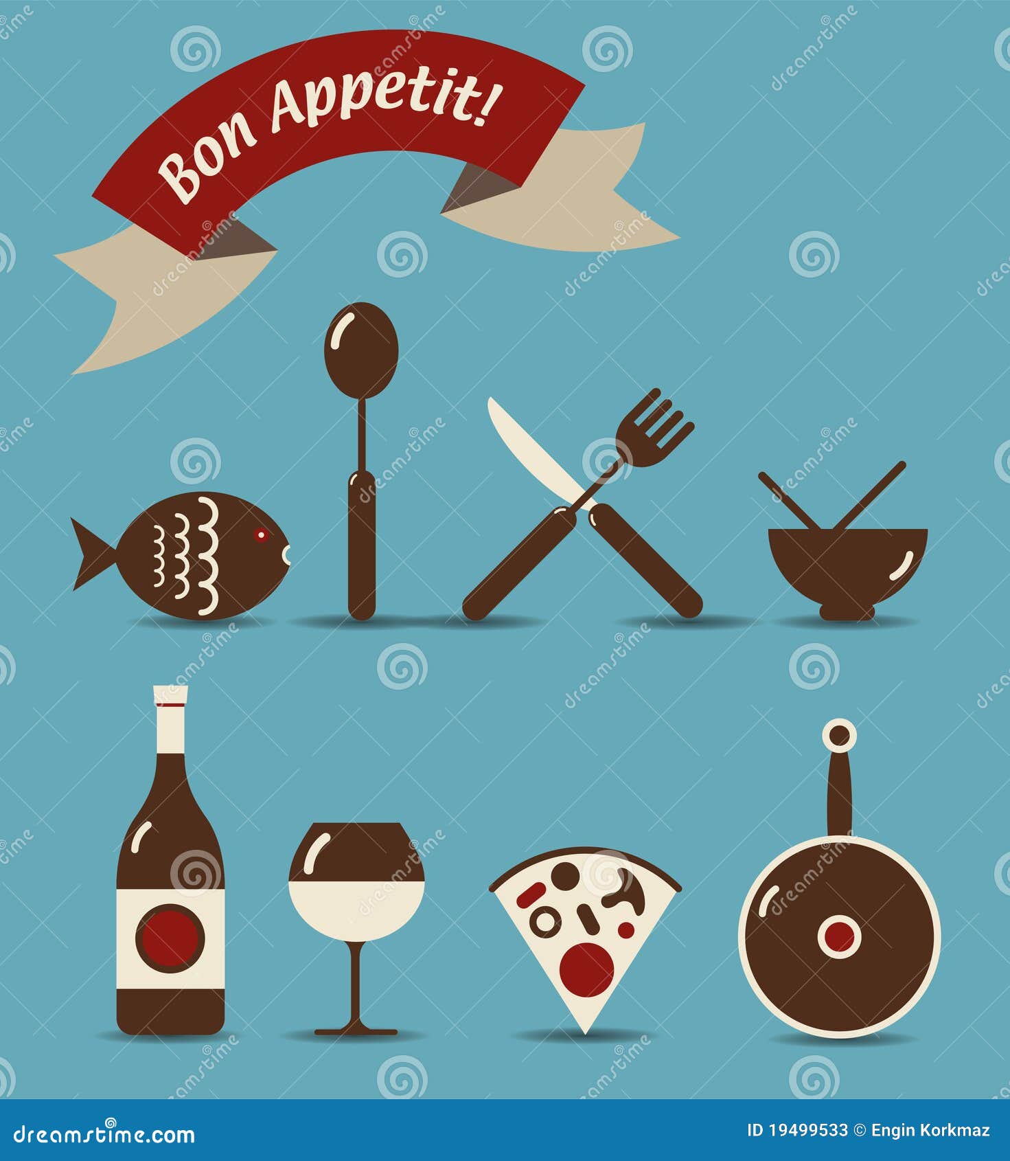 Bon Appetit Icons stock vector. Illustration of food - 19499533