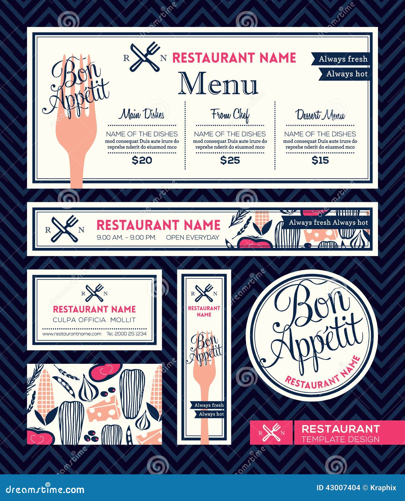 Bon Appetit Restaurant Set Menu Graphic Design Template Vector ...