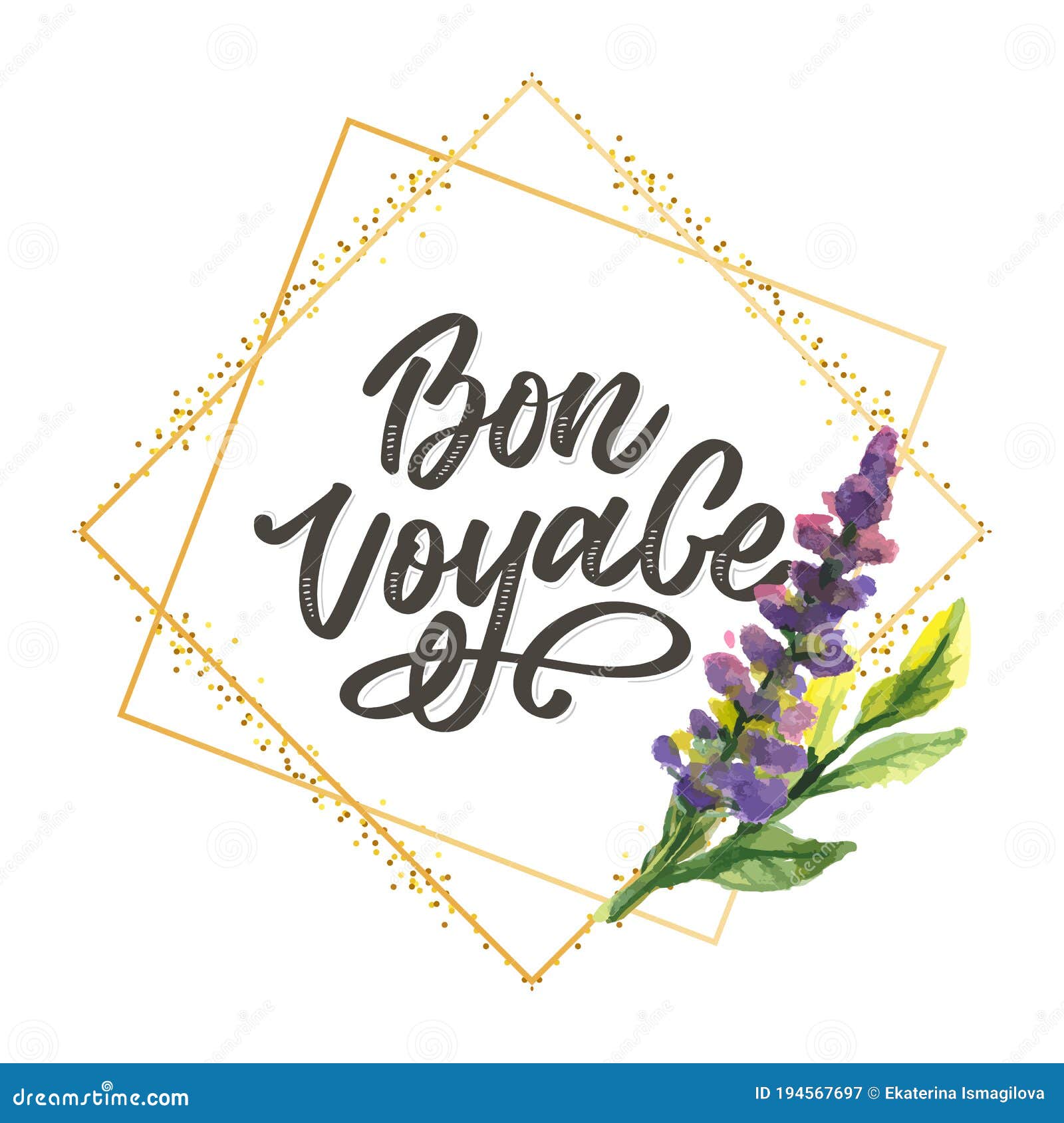 Bon Voyage Hand Lettering Vector Calligraphy Travel Stock Illustration ...
