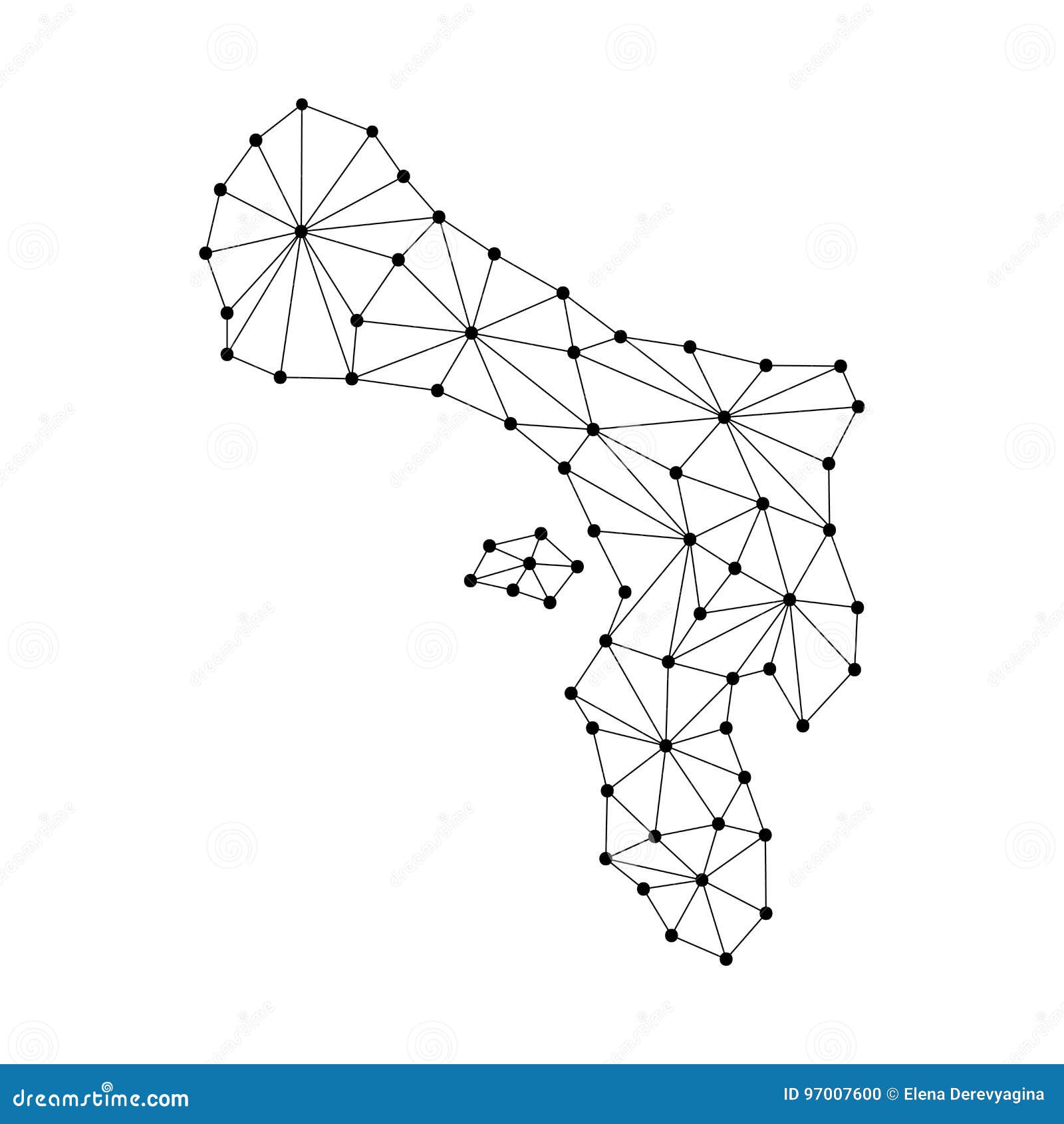 Bonaire Map of Polygonal Mosaic Lines Network, Rays, Dots Illustration ...