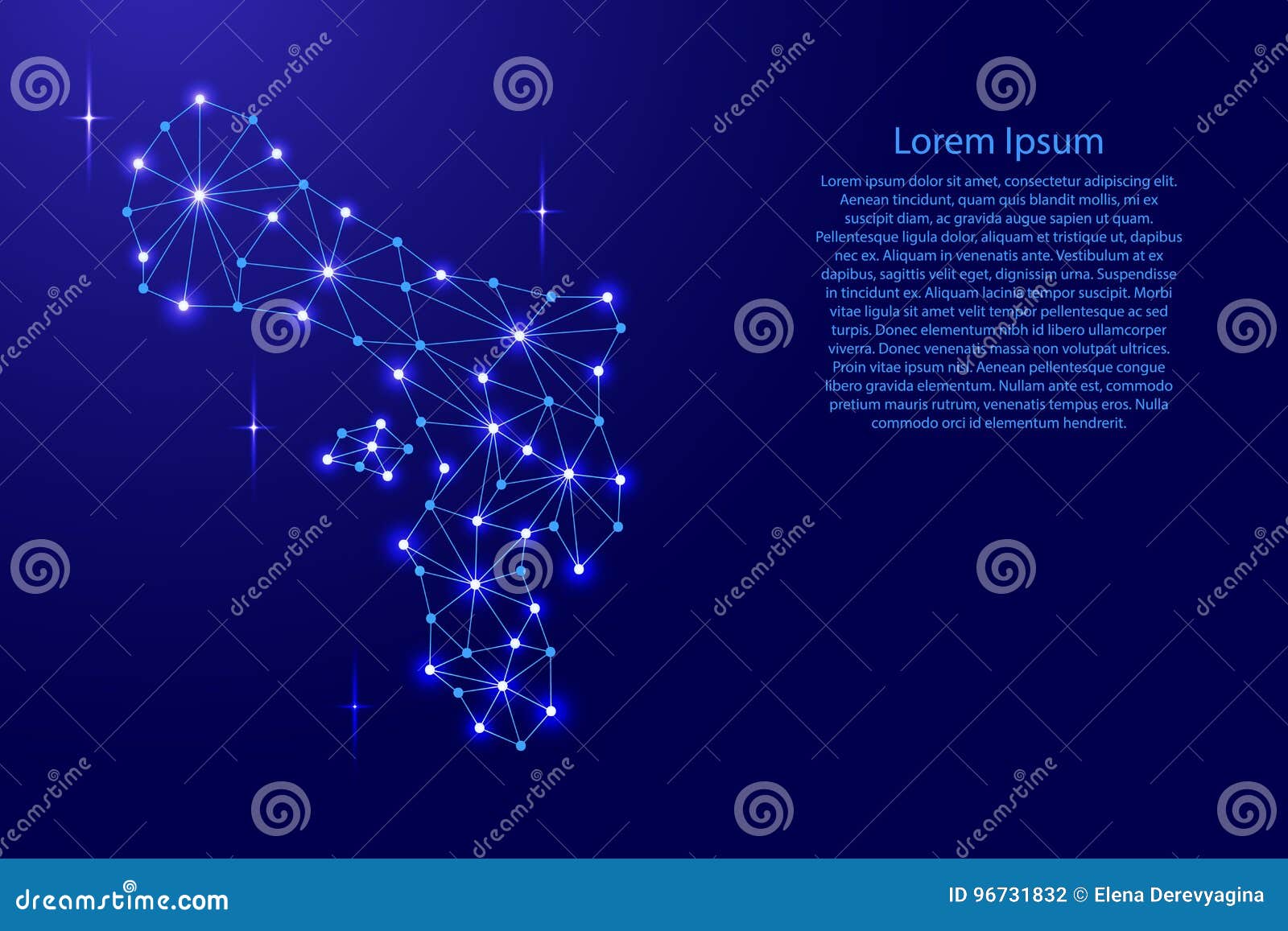 Bonaire Map of Polygonal Mosaic Lines Network, Rays, Space Stars of ...