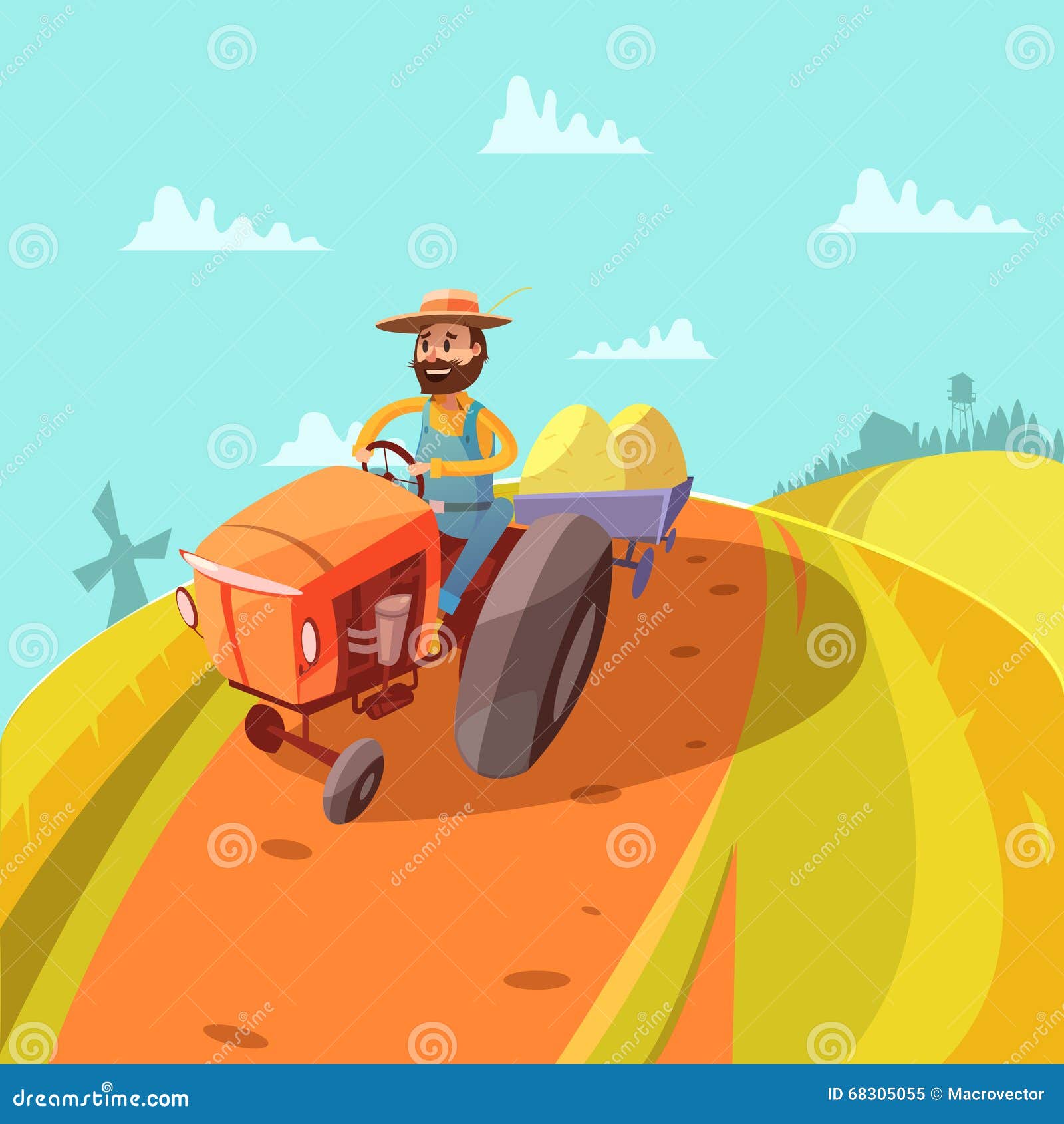 Bonde Cartoon Background vektor illustrationer. Illustration av ...