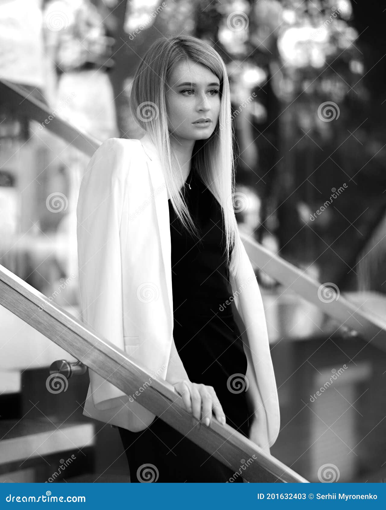 Bonde Girl Posing on the Steps Stock Image - Image of glamour, black ...