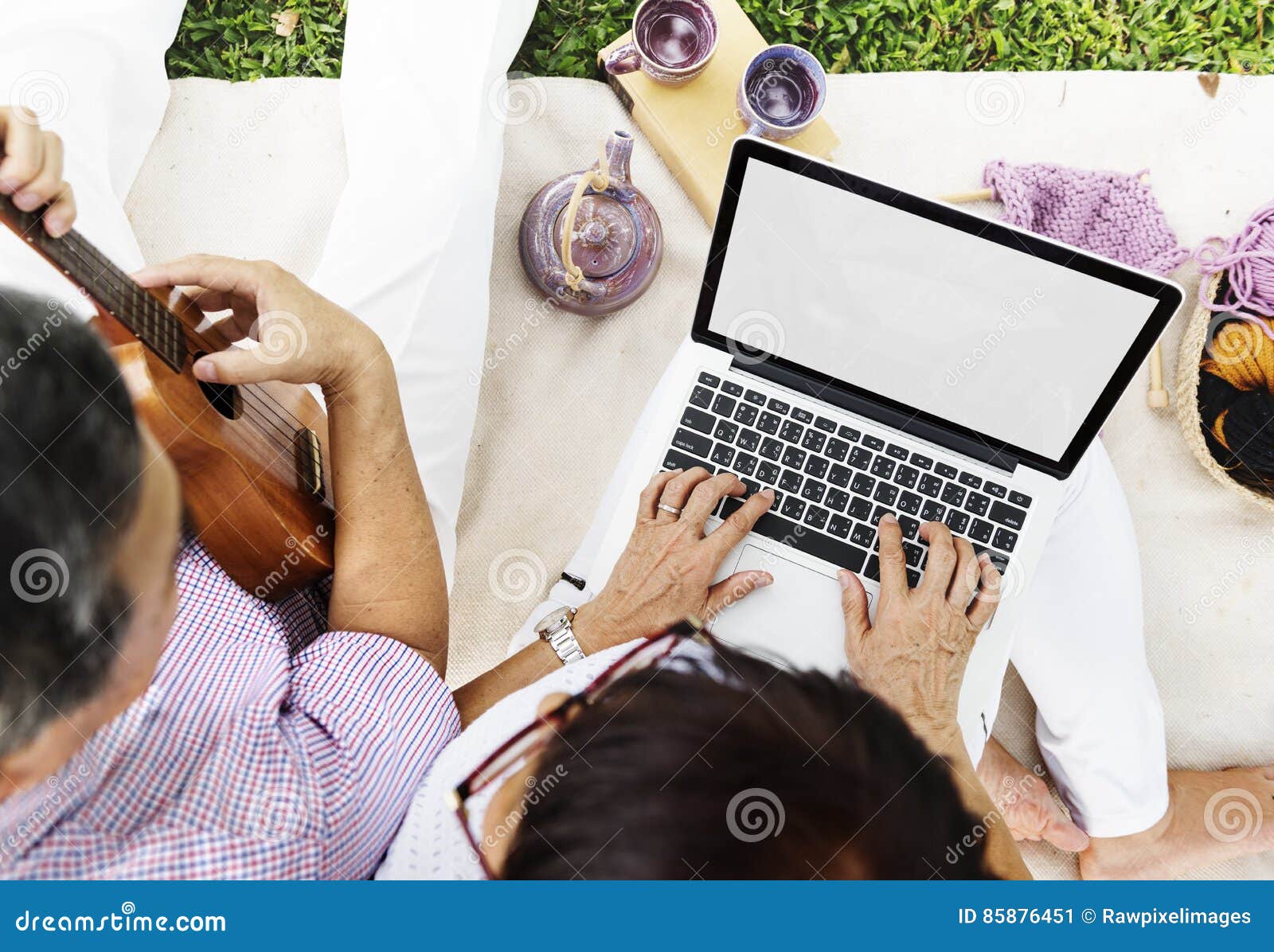 Bonding Chilling Couple Music Computer Relax Concept Stock Image ...
