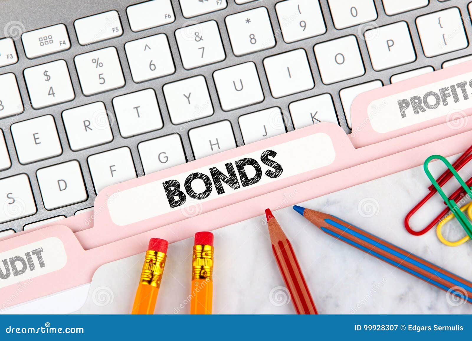 Bonds Concept. Folder Register on Background of Computer Keyboard Stock ...