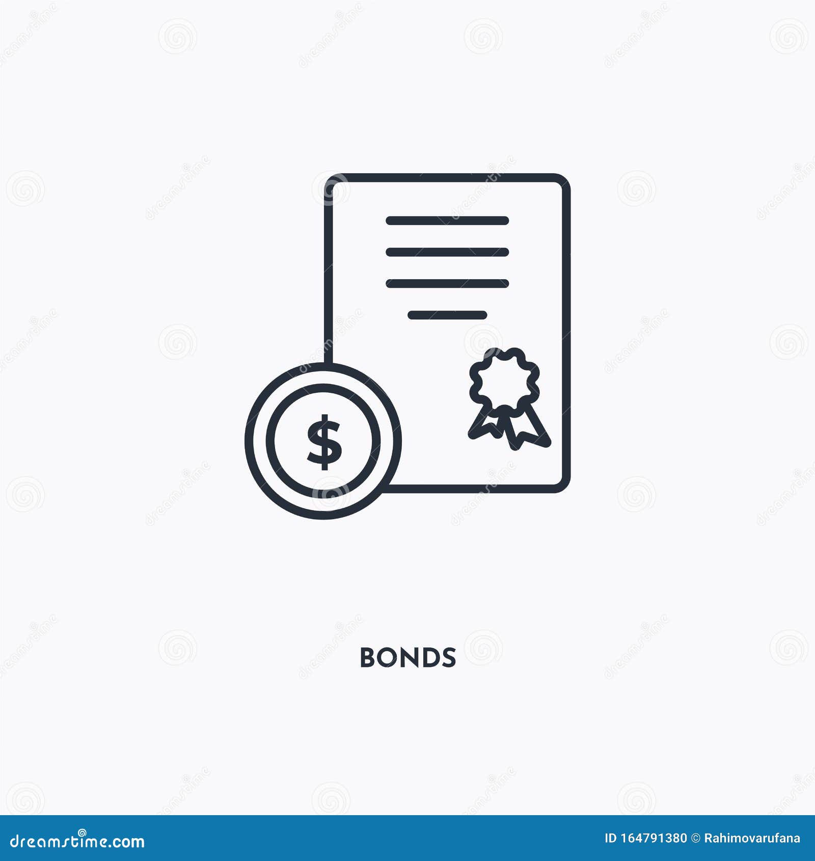 Bonds Outline Icon. Stock Share Certificate Market Symbols. Document ...
