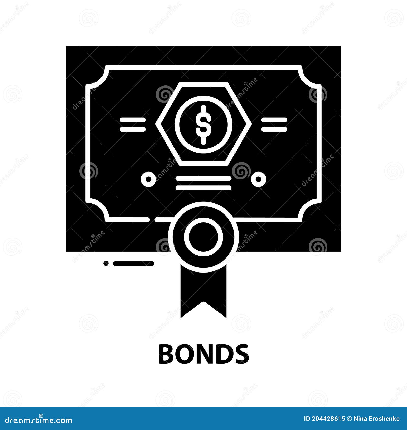 Bonds Symbol Icon, Black Vector Sign with Editable Strokes, Concept ...