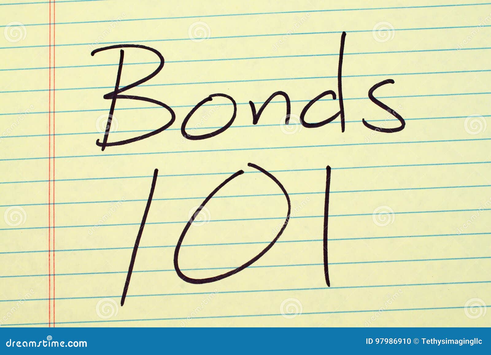 Bonds 101 on a Yellow Legal Pad Stock Photo - Image of advanced ...