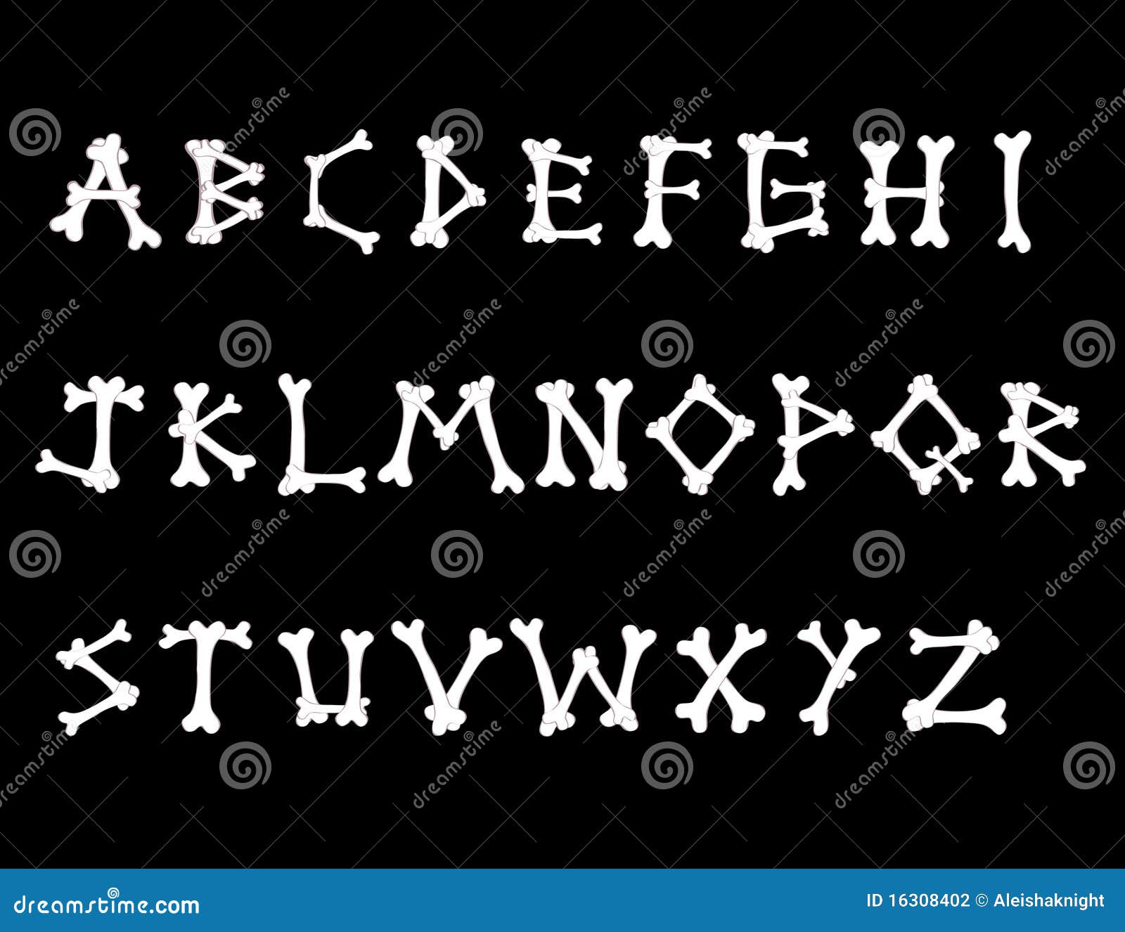 Bone Alphabet stock illustration. Illustration of element - 16308402