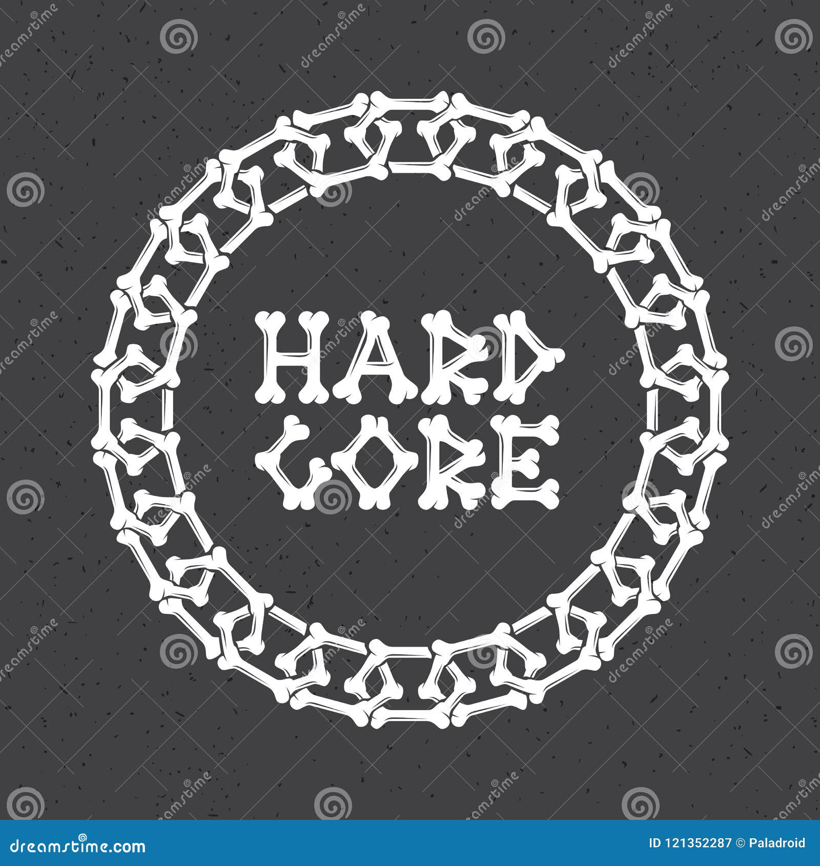 Bone Chain Frame, Hard Core Bones Text Stock Vector - Illustration of ...