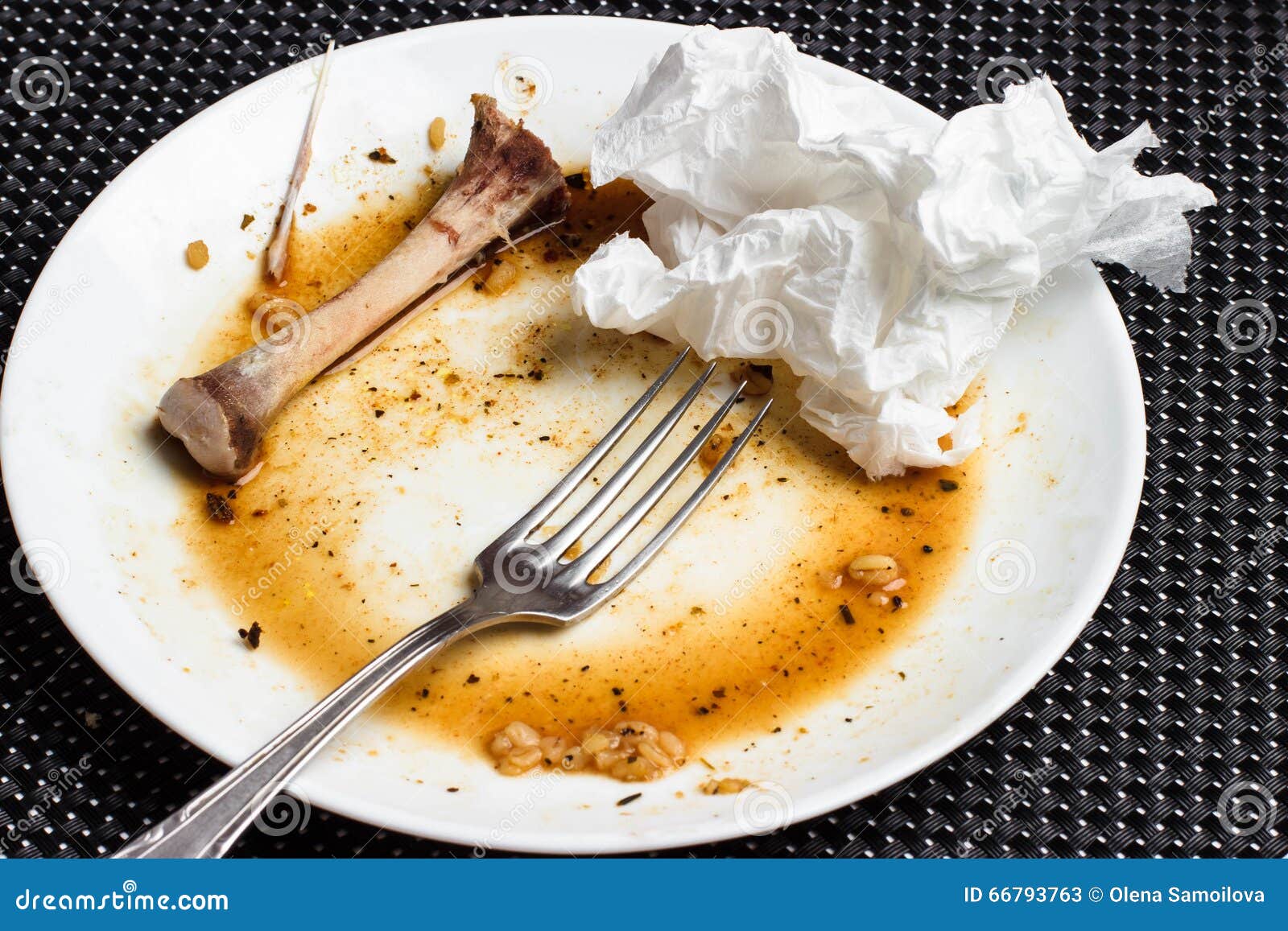 Bone Chicken on a Plate a White Background Stock Image - Image of ...