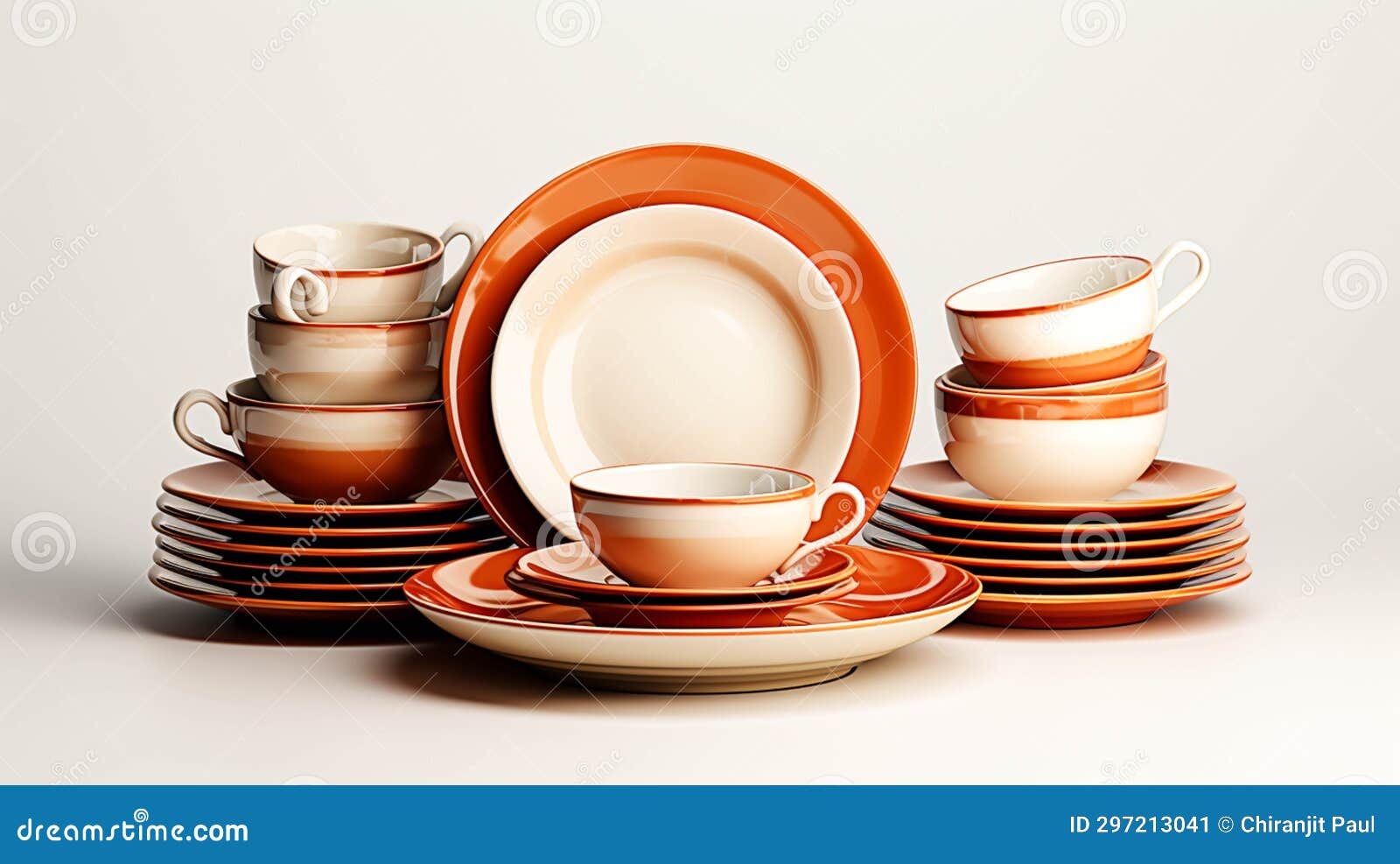 Bone China Crockery Isolated on White Background Stock Image - Image of ...