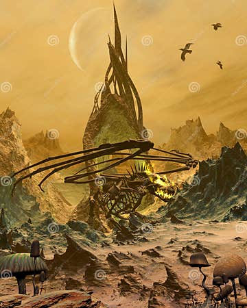The Bone Dragon s Lair stock illustration. Illustration of spikes ...