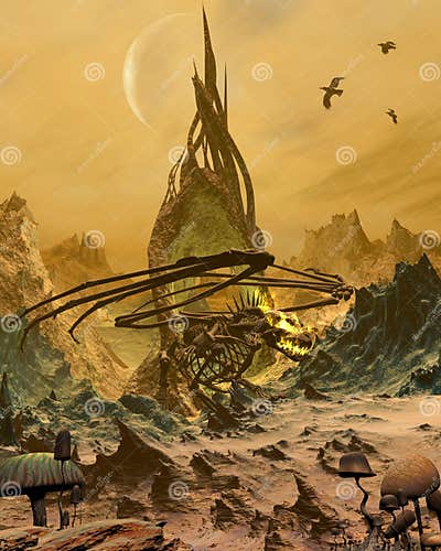 The Bone Dragon s Lair stock illustration. Illustration of spikes ...