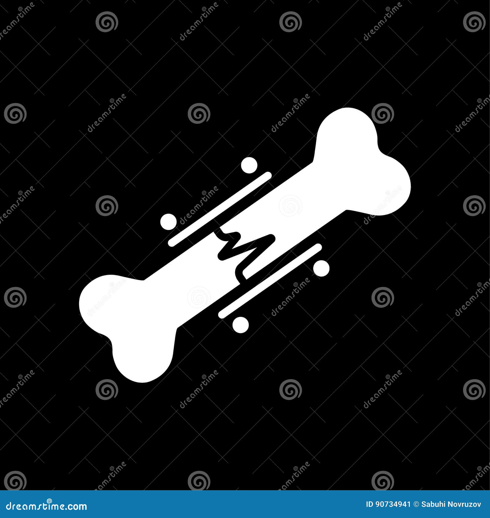 Bone Fracture Icon on Black Background. Outline Bone Icon Stock Vector ...