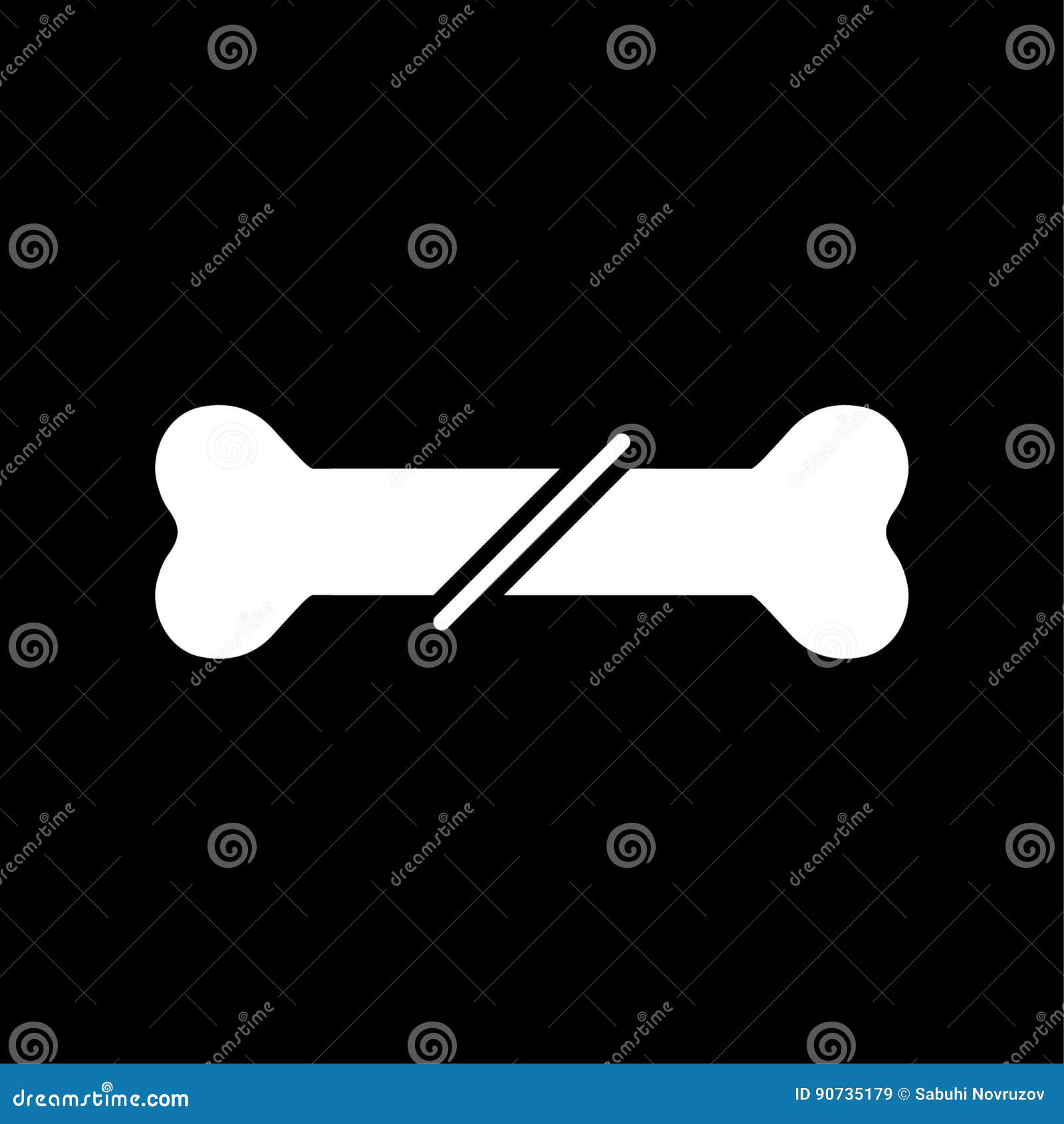 Bone Fracture Icon on Black Background. Outline Bone Icon Stock Vector ...
