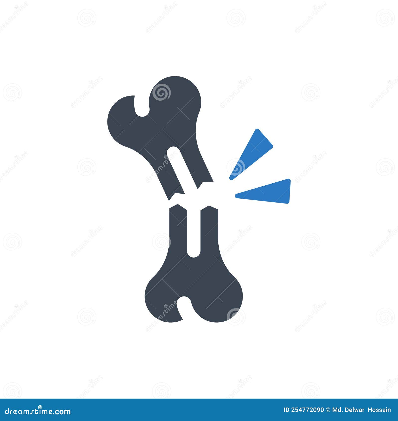 Bone fracture icon stock vector. Illustration of sign - 254772090