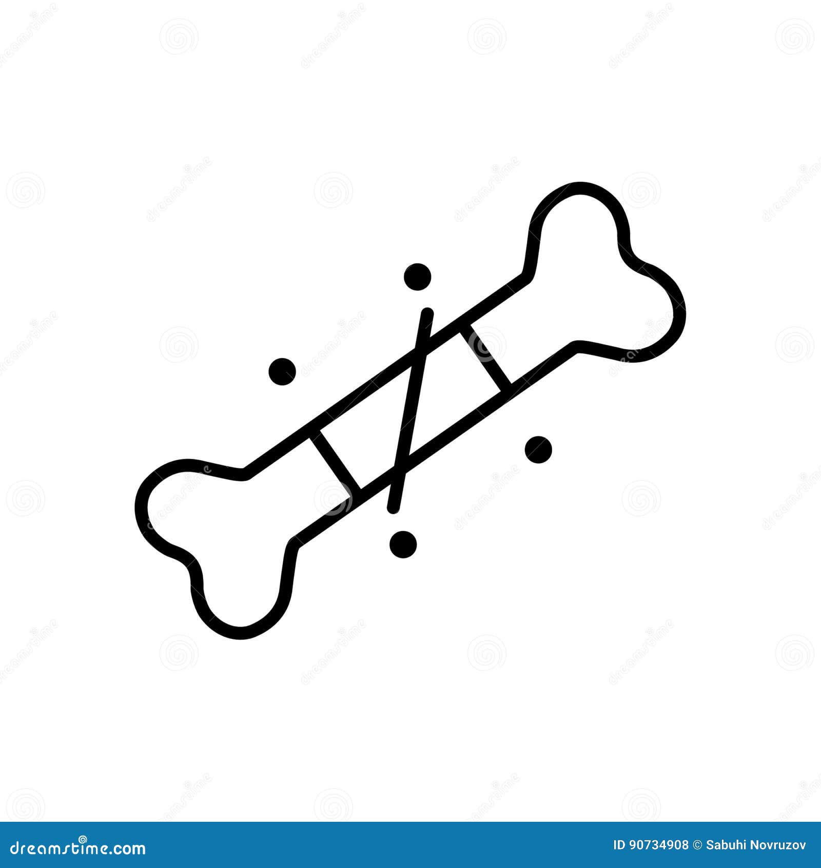 Bone Fracture Icon on White Background. Outline Bone Icon. Stock Vector ...