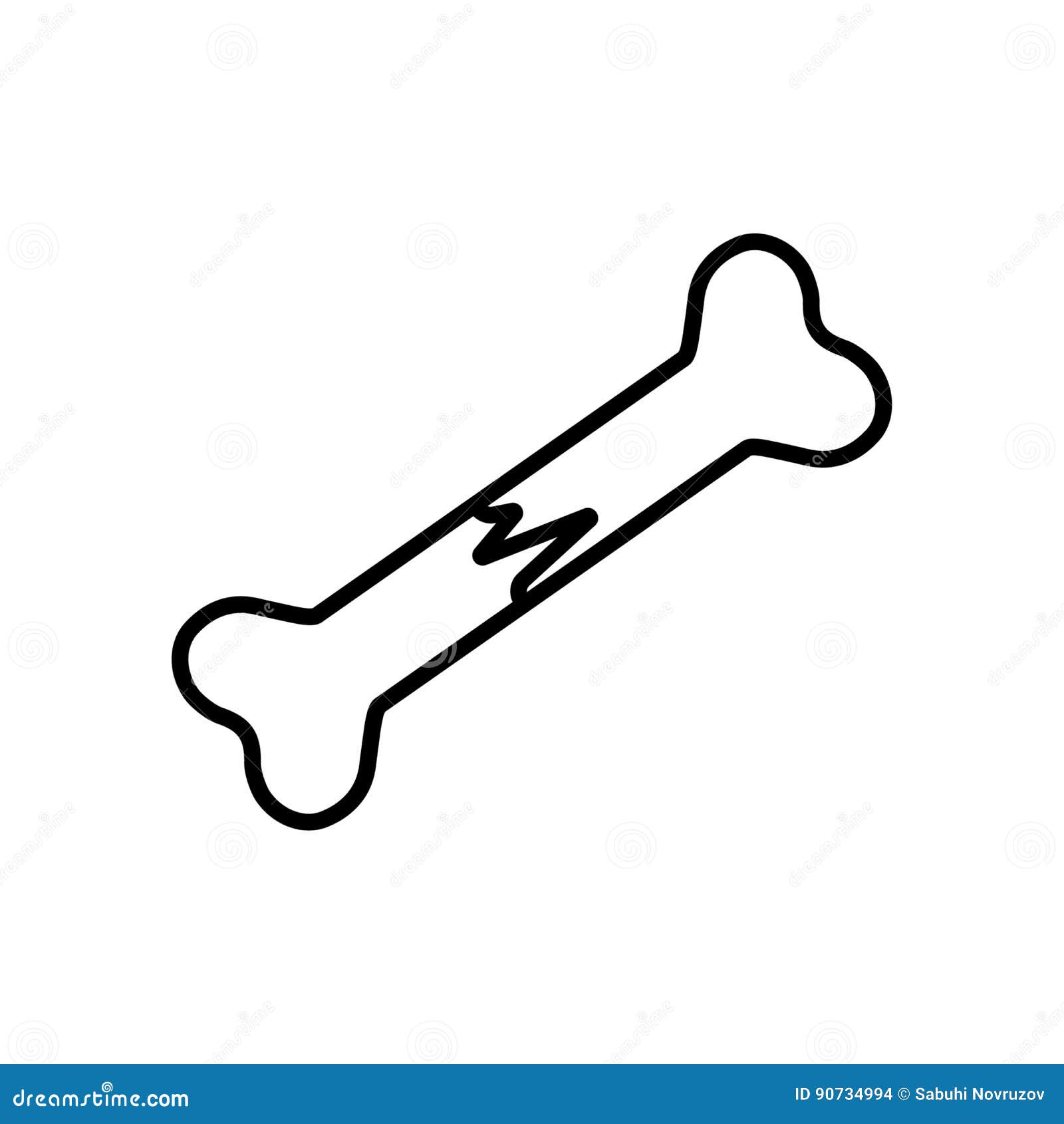 Bone Fracture Icon on White Background. Outline Bone Icon Stock Vector ...