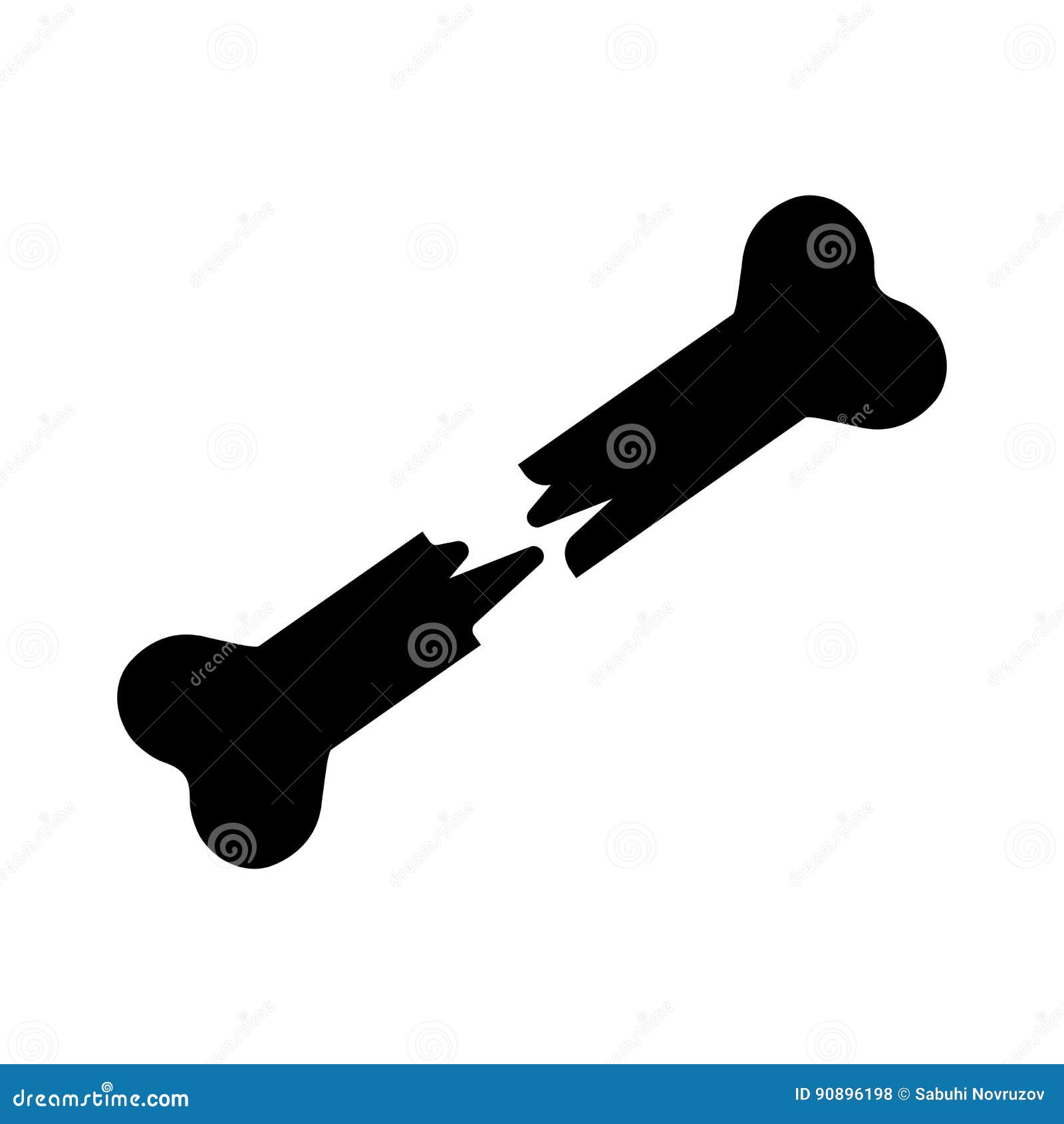 Bone Fracture Icon on White Background. Outline Bone Icon Stock Vector ...