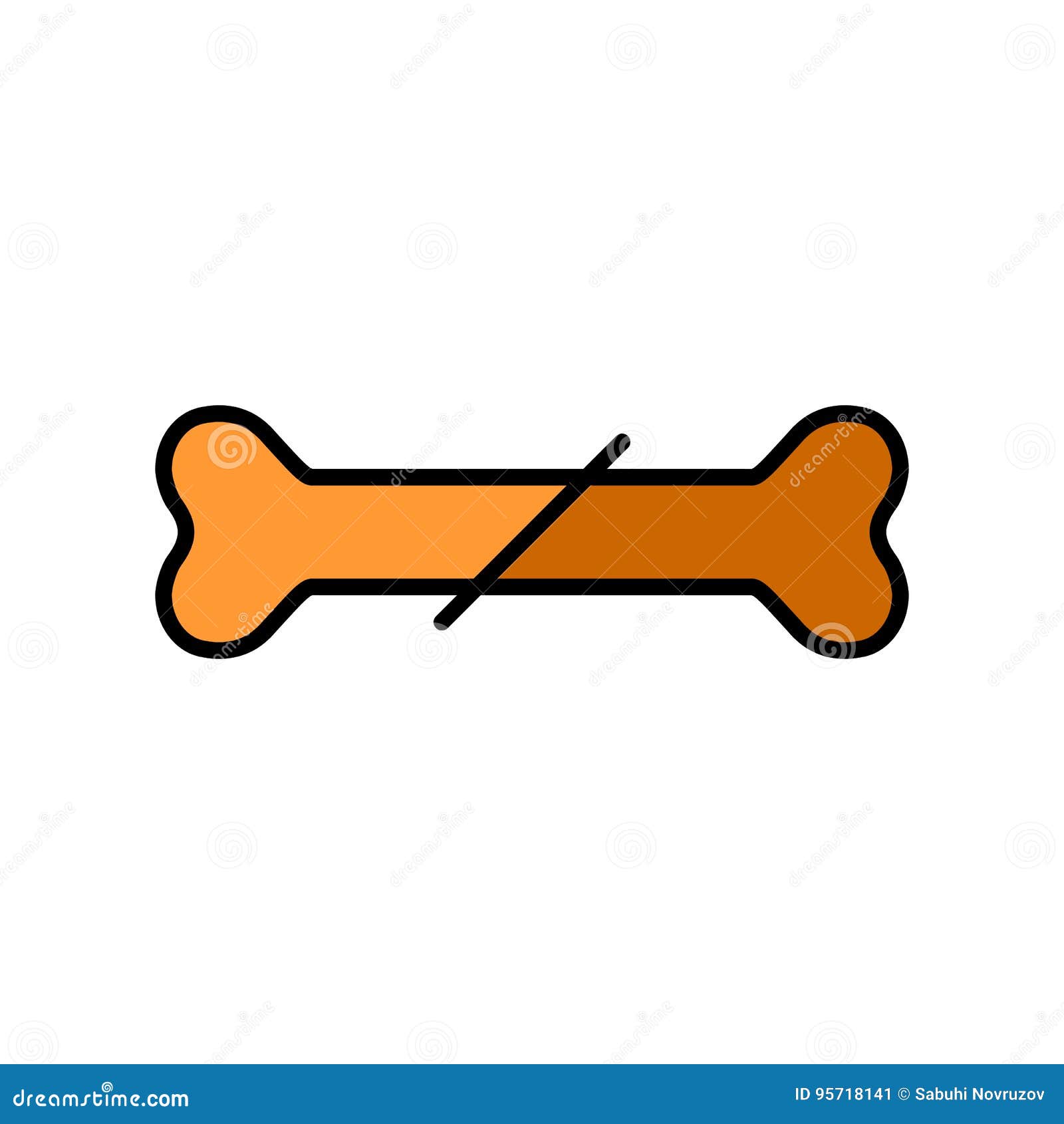 Bone Fracture Icon on White Background. Solid Flat Bone Icon. Stock ...