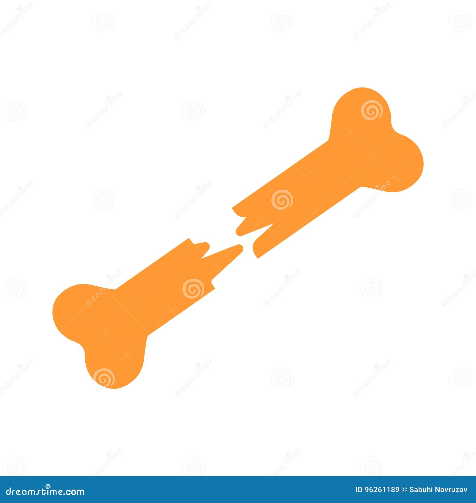 Bone Fracture Icon on White Background. Solid Flat Bone Icon. Stock ...