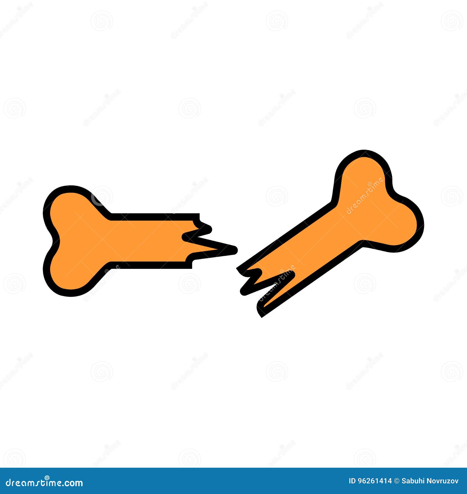 Bone Fracture Icon on White Background. Solid Flat Bone Icon. Stock ...