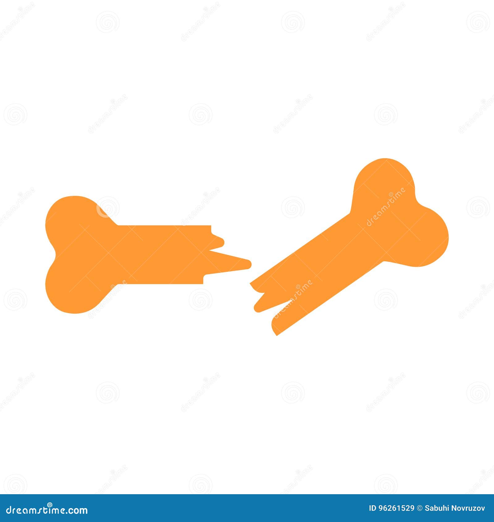 Bone Fracture Icon on White Background. Solid Flat Bone Icon Stock ...