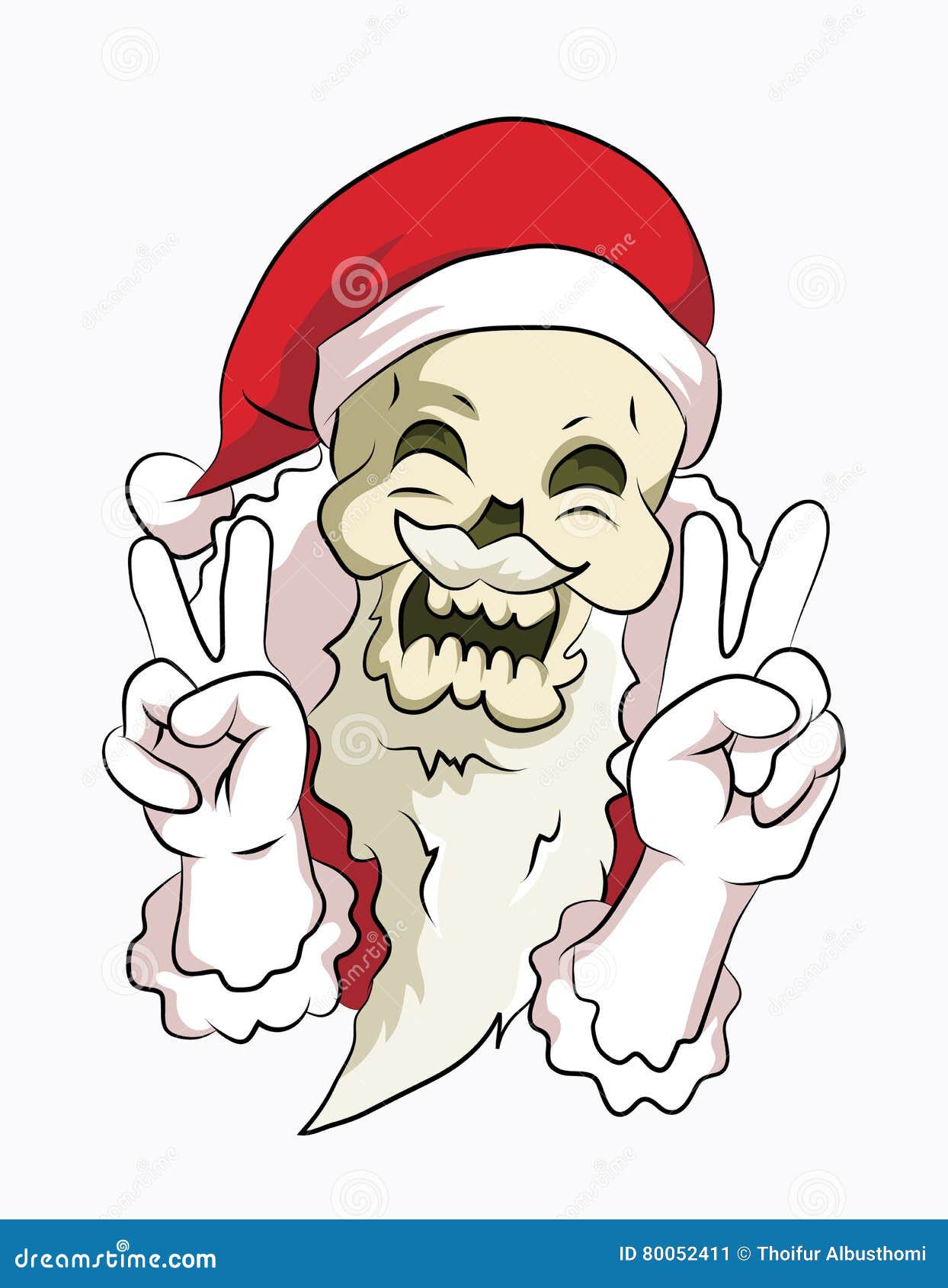 Bone head santa peace pose stock illustration. Illustration of smile ...