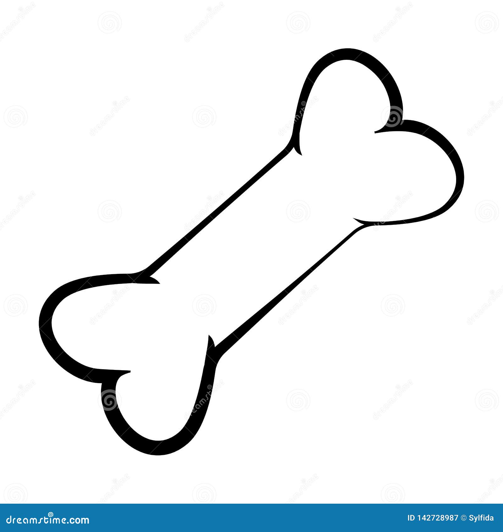 Bone Icon. Outline Design. Vector Illustration Stock Illustration ...